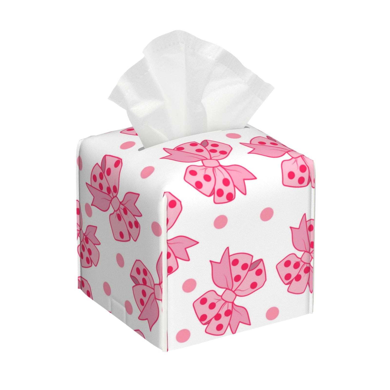 Gukieu pink polka dot bows Print Leather Tissue Box, PVC Waterproof ...