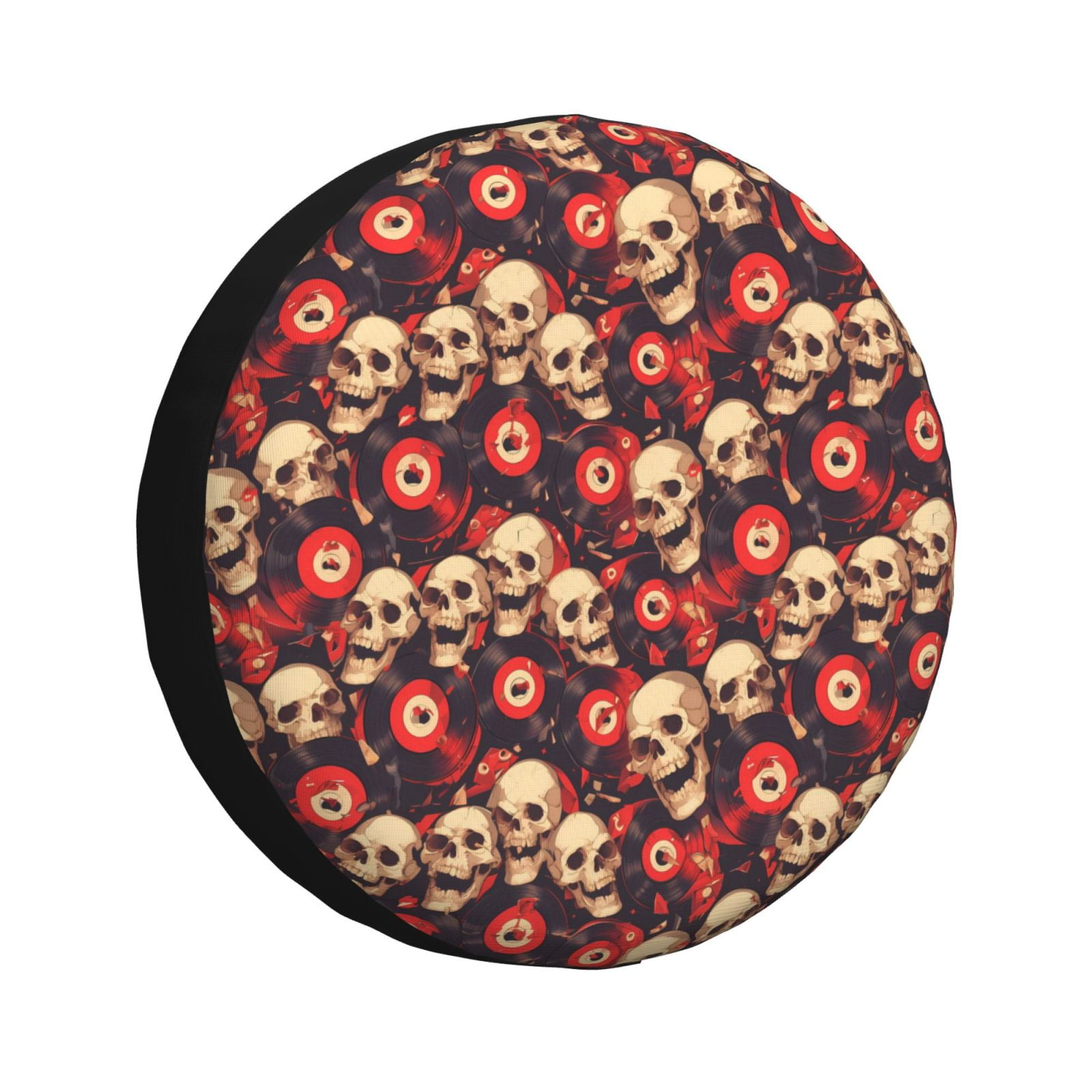 Gukieu record Skull rock Print Car Tire Cover, Adjustable Waterproof ...