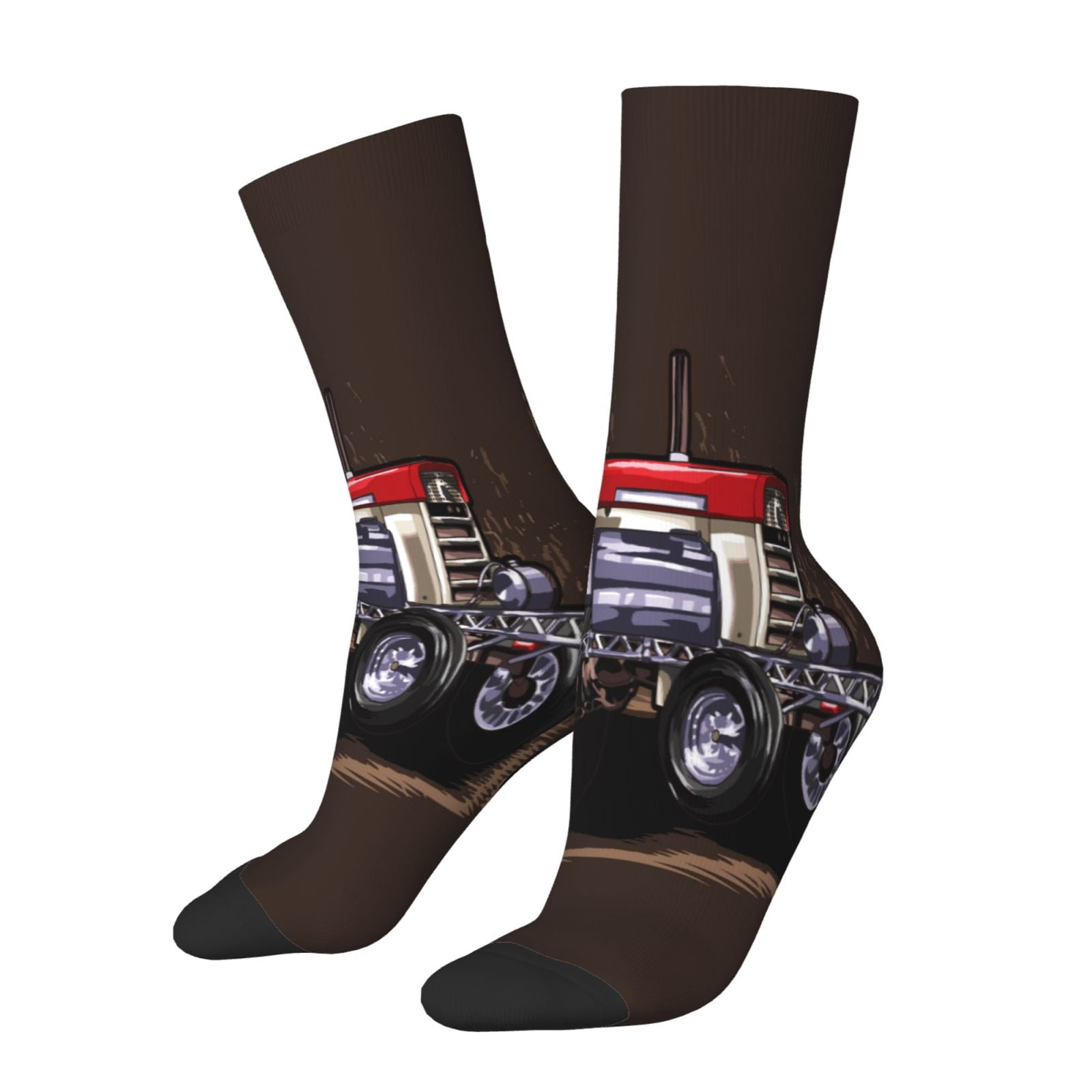 Gukieu red tractor Print Contrast Color Mid-calf Socks, Sweat-wicking Athletic Socks, Unisex ...