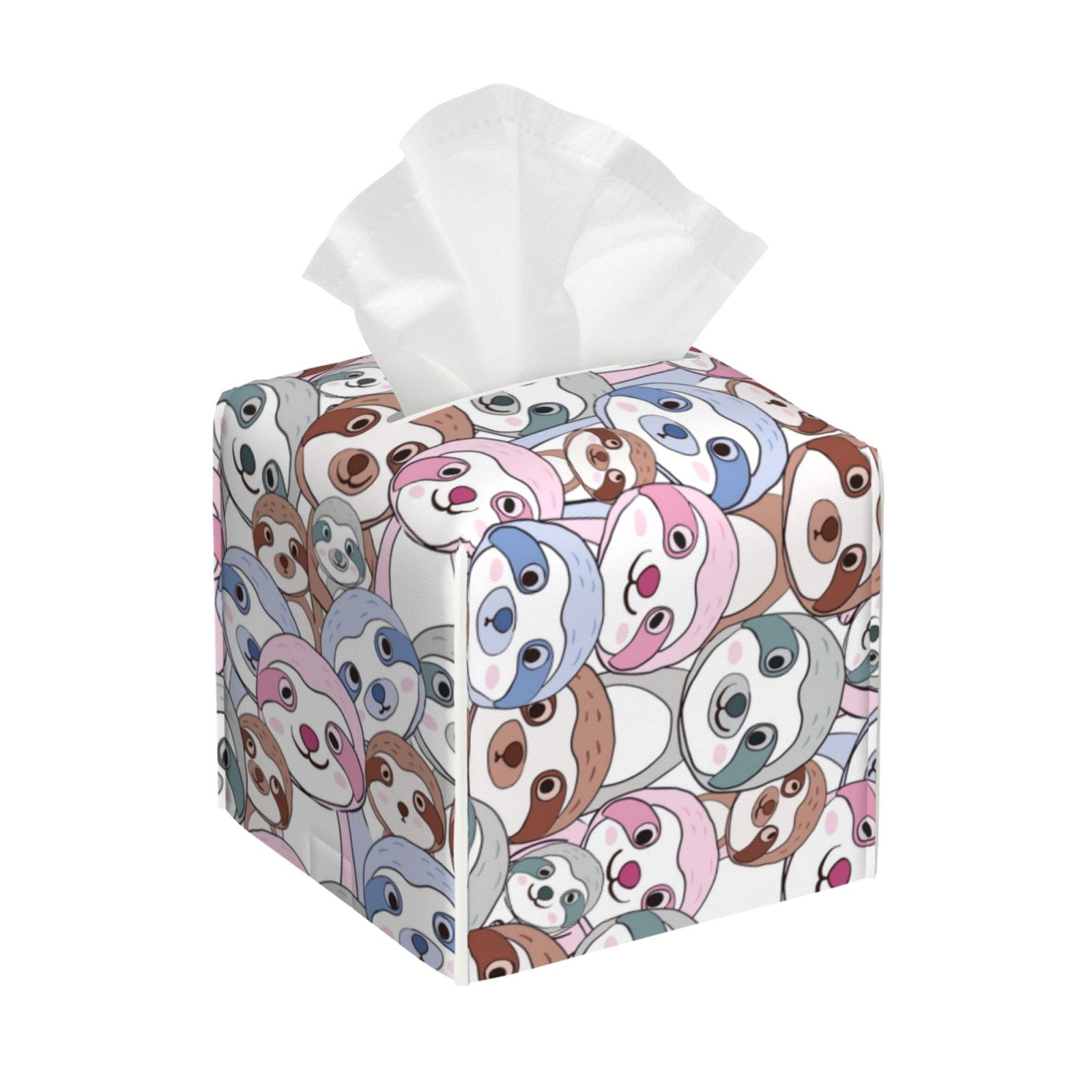 Gukieu sloth cartoon Print Leather Tissue Box, PVC Waterproof Velcro ...
