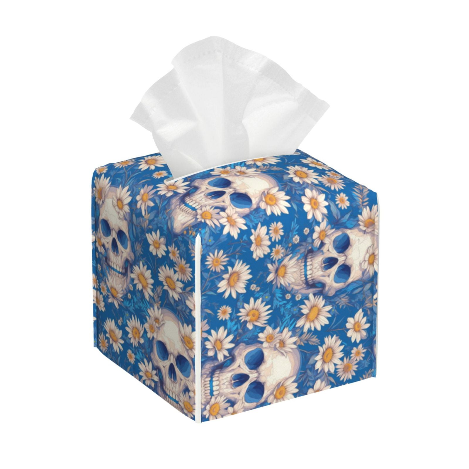 Gukieu white Skull daisy in water Print Leather Tissue Box, PVC ...