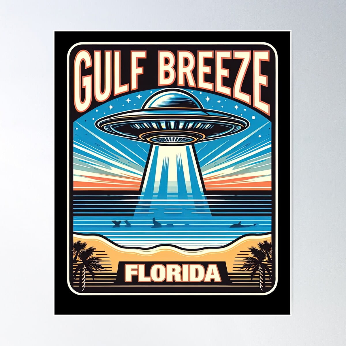 Gulf Breeze Florida Ufo Vintage 80S Retro Uap Graphic Poster Wall Art ...