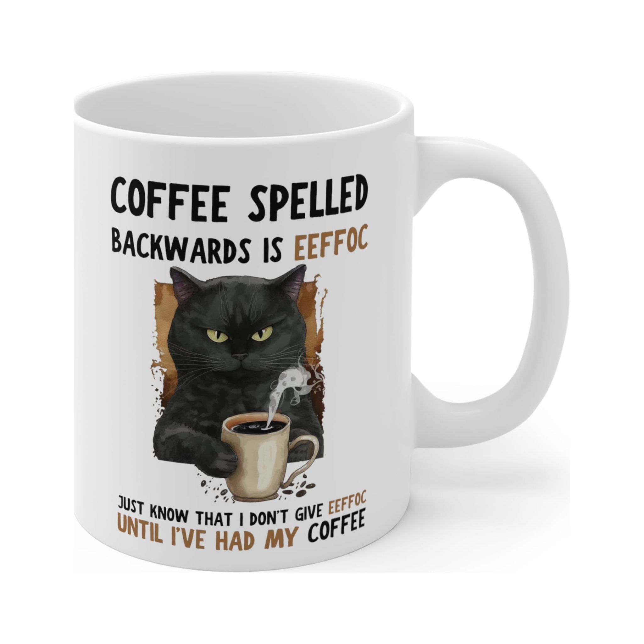 Gulf Coast Online Funny Cat Coffee Mug EEFFOC Ceramic White Mug 11oz ...