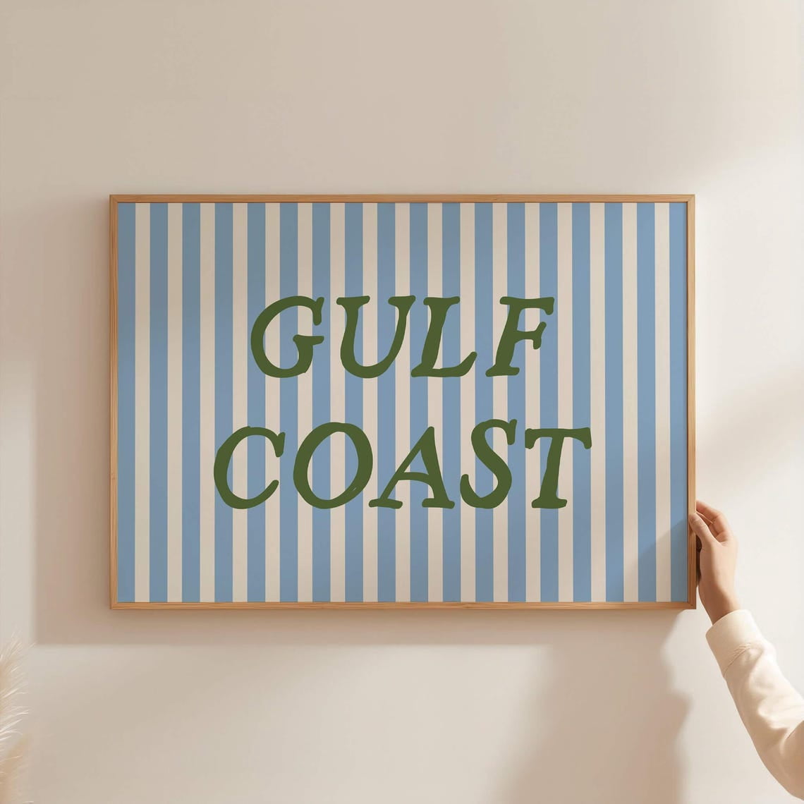 Gulf Coast Striped Blue Poster Coastal Beach House Wall Art Poster ...