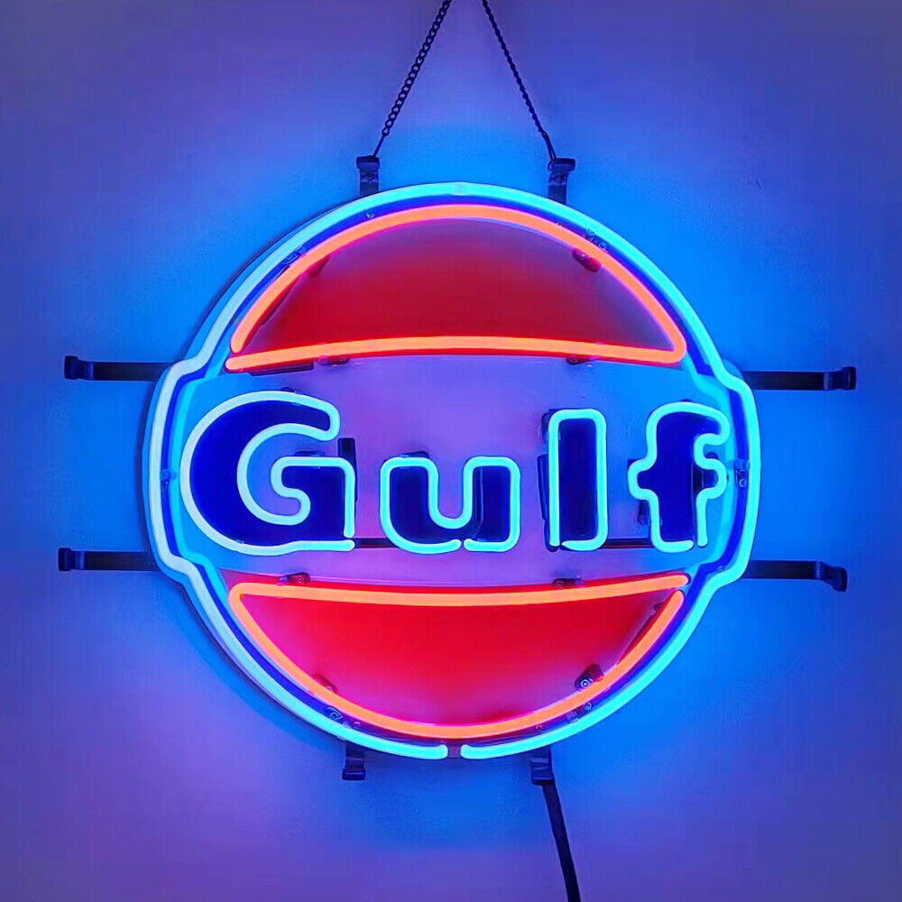 Gulf Gasoline Gas Neon Sign 19"x15" Gas Station Garage Wall Decor Gift ...