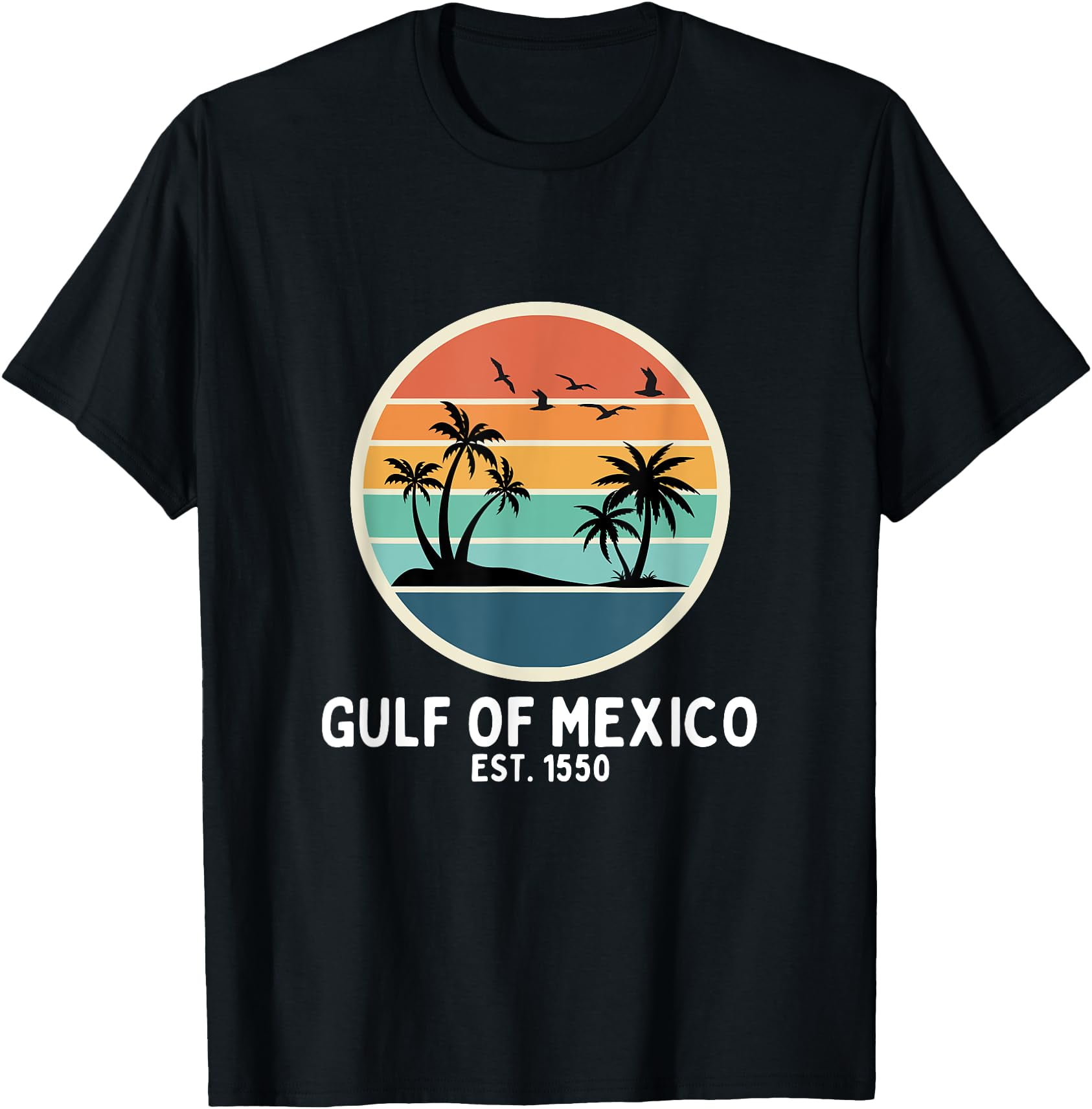 Gulf Of Mexico Est 1550 Vintage Retro Gulf of Mexico T-Shirt,Black tee - Walmart.com