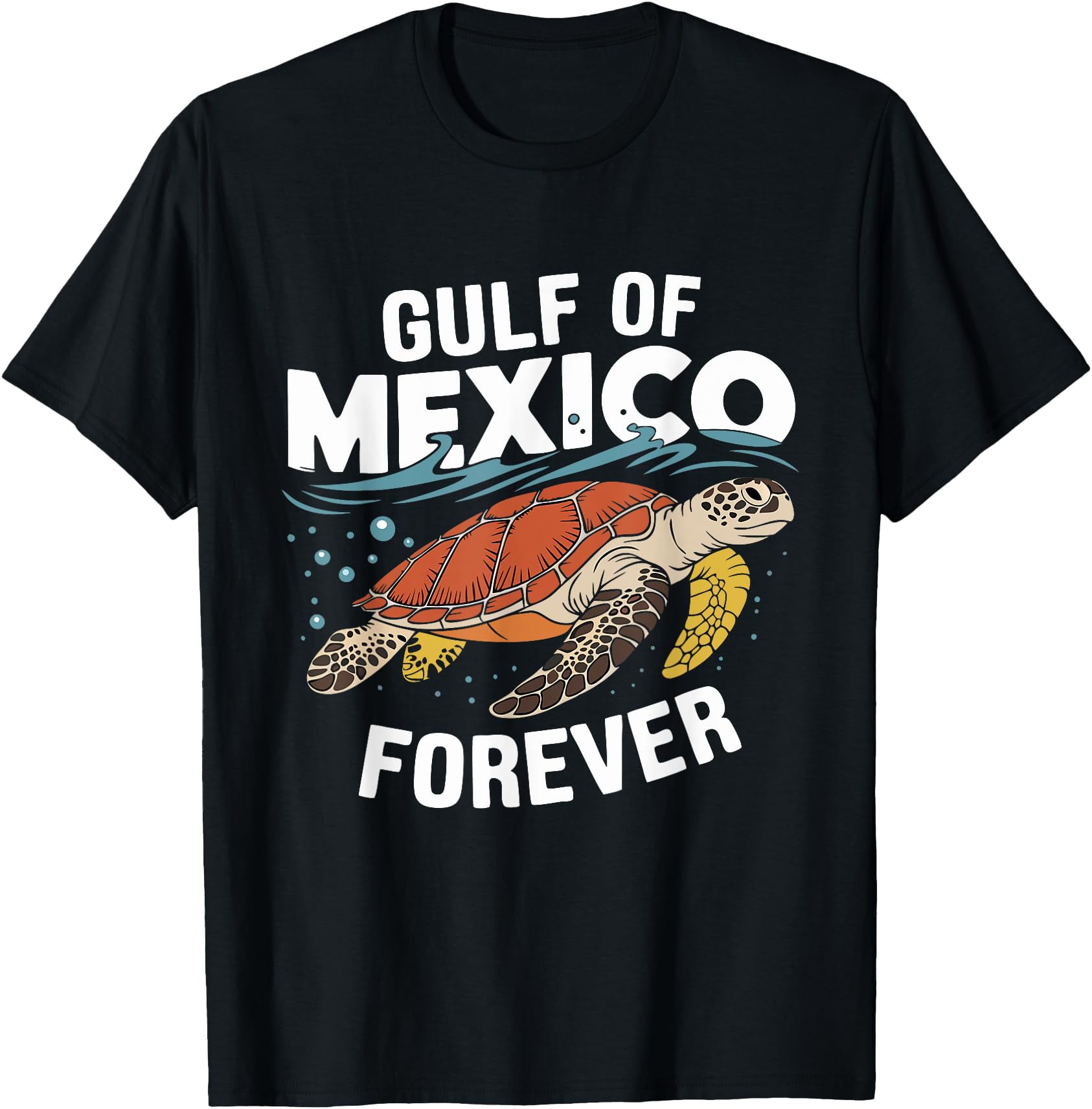 Gulf Of Mexico Forever Sea Turtle T-Shirt,Black tee - Walmart.com