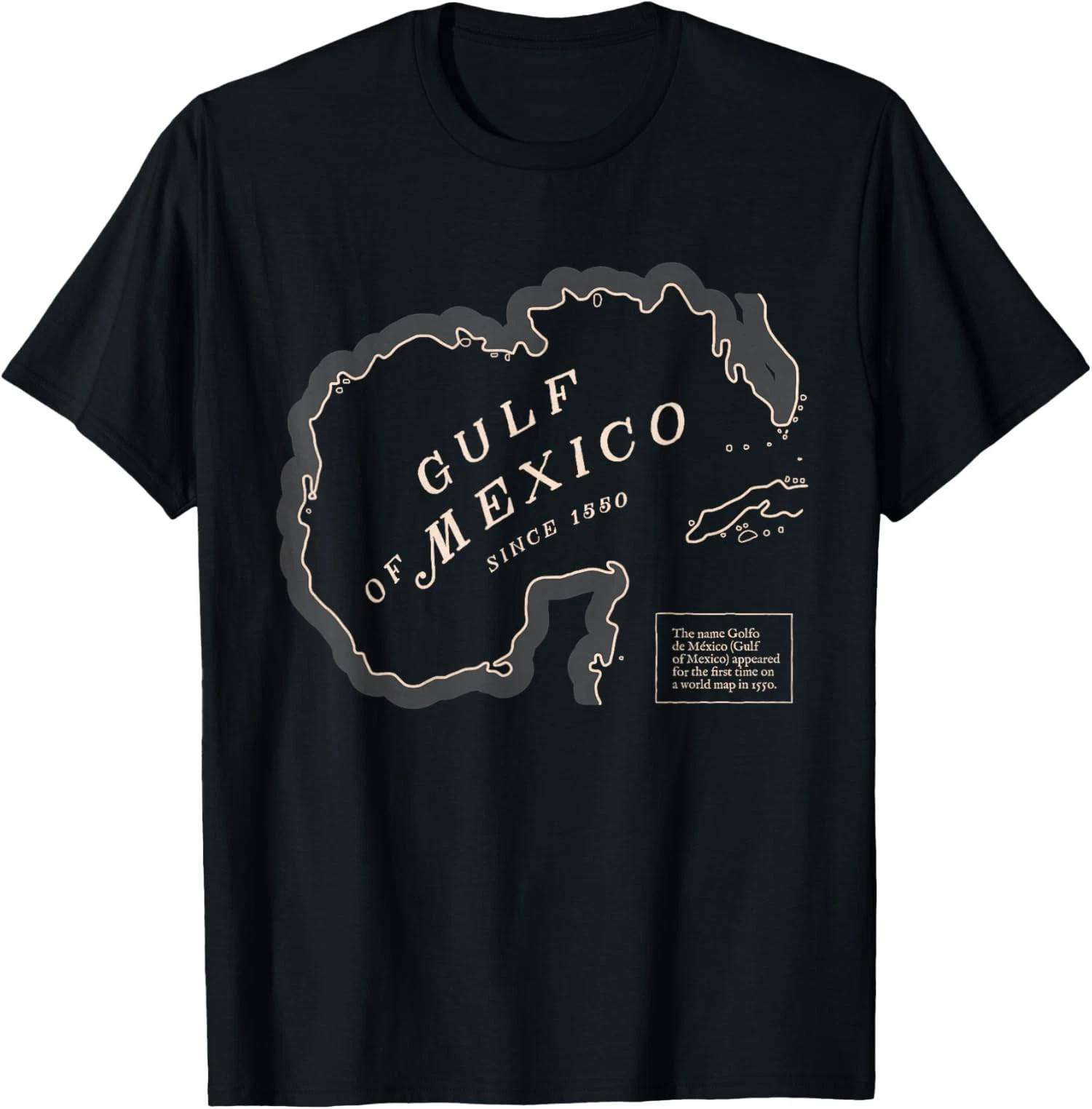 Gulf Of Mexico Since 1550 Historic Gulf Of Mexico Map Geography Unisex ...