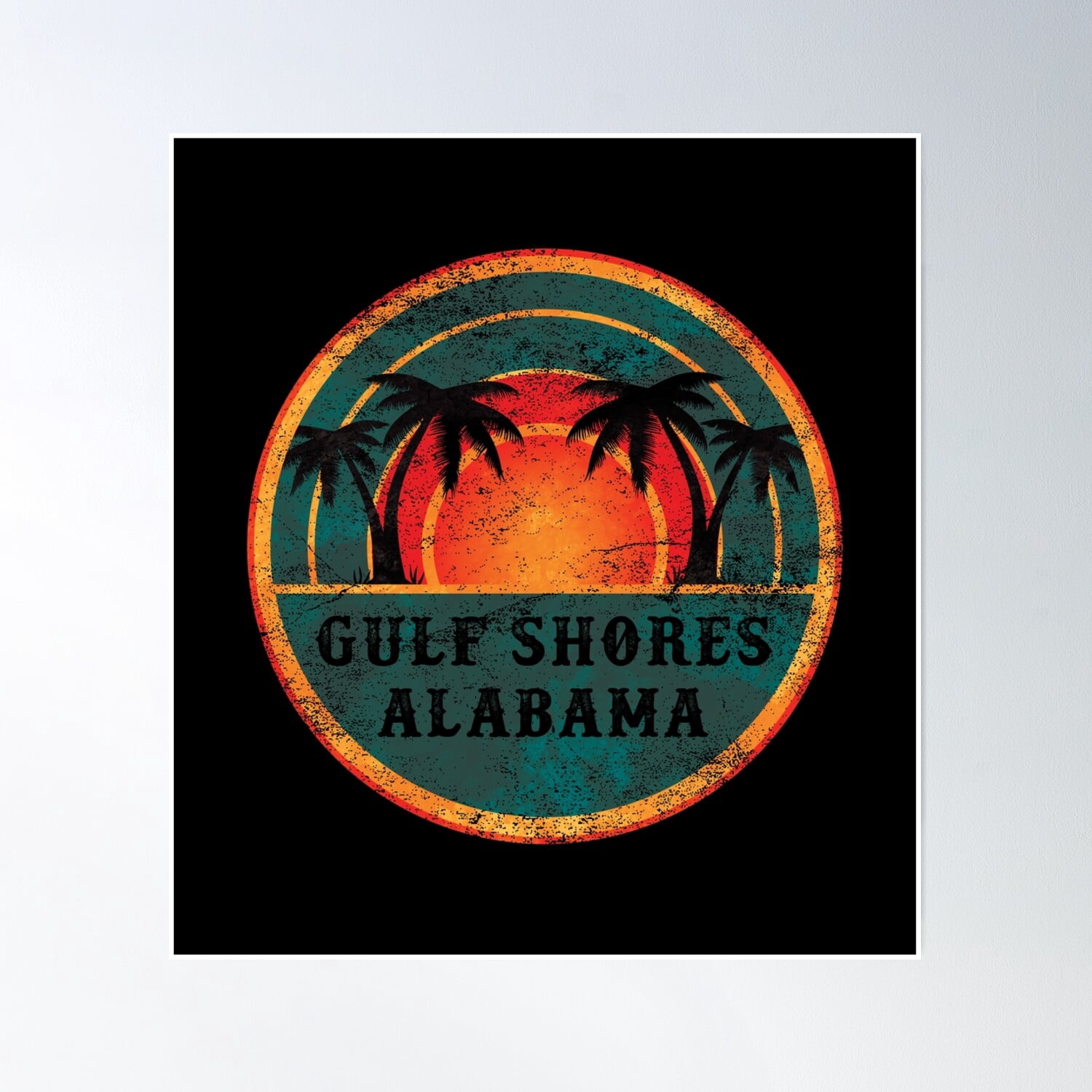 Gulf Shores Alabama - Beach Vintage Retro Sunset Poster Wall Art ...