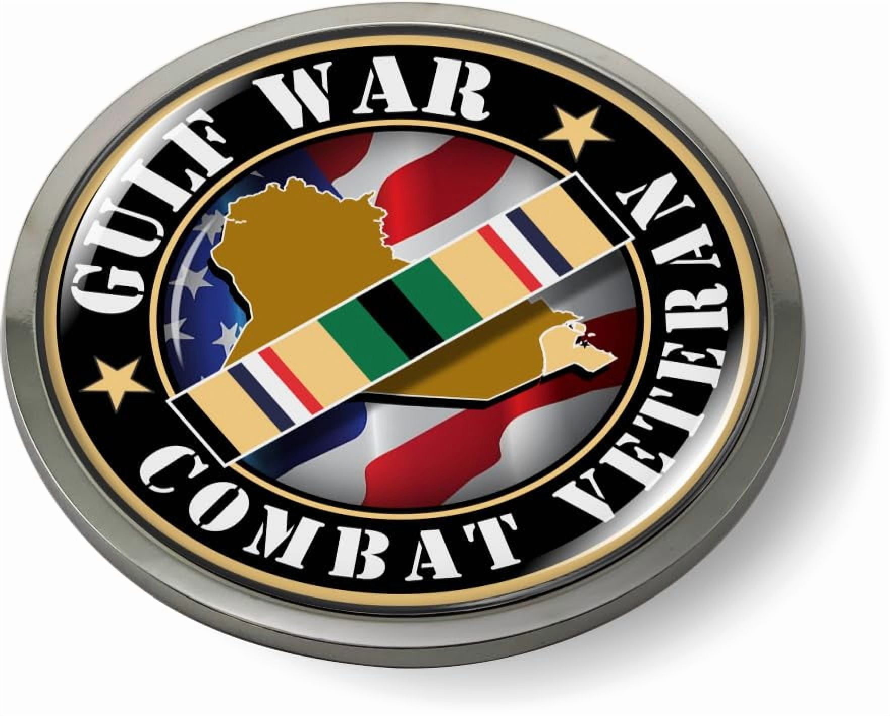 Gulf War Veteran 3D Domed CAR Emblem Badge Sticker Round Chrome Metal ...