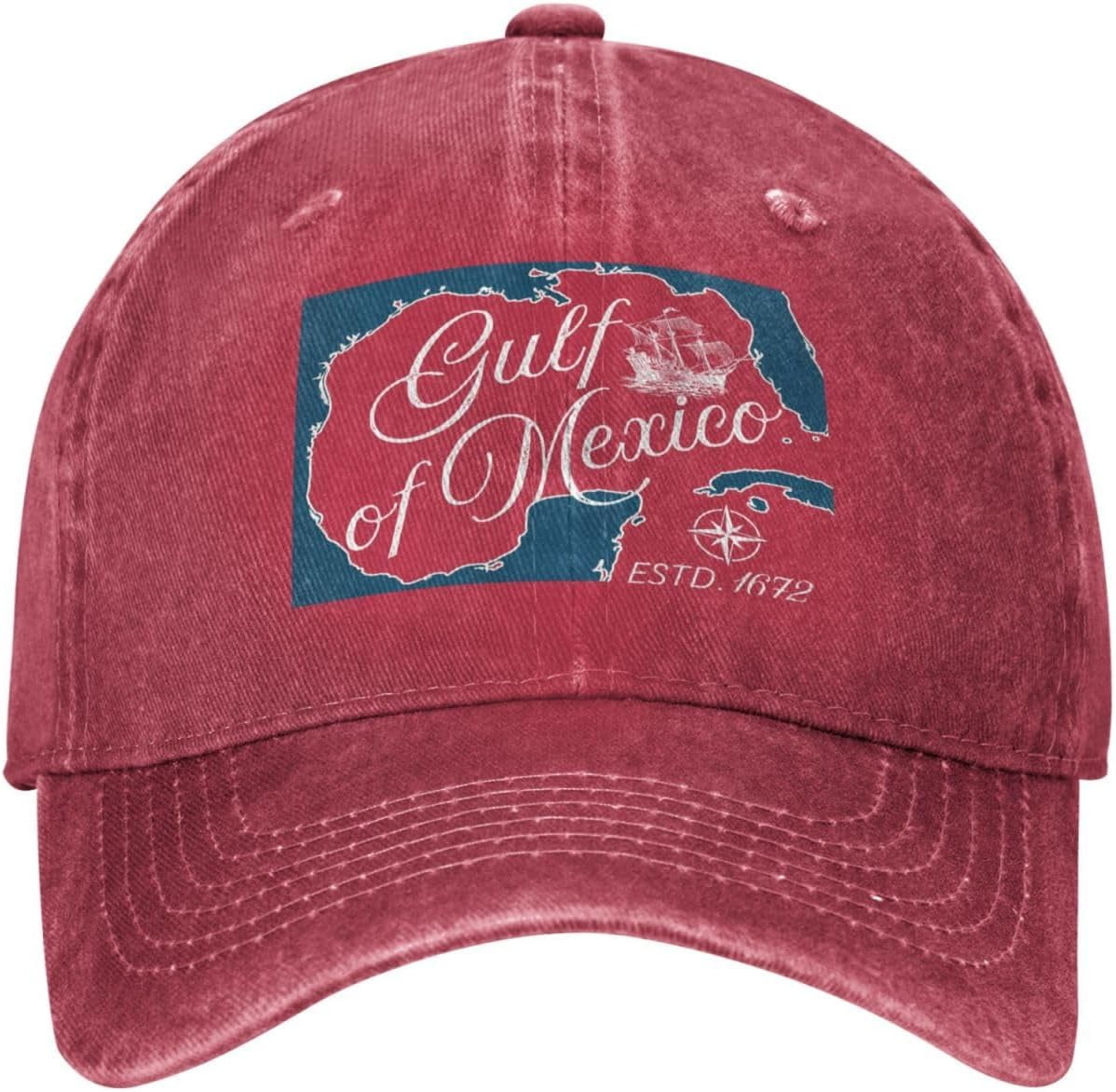 Gulf of Me-xico 1672 Historic Map Baseball Cap Denim Hat - Walmart.com