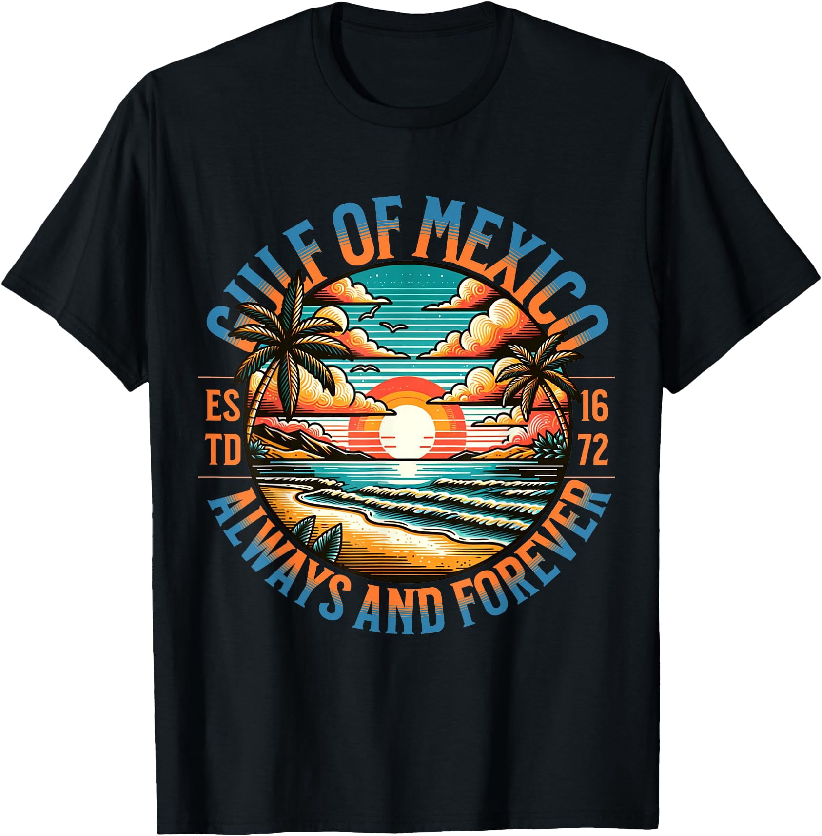 Gulf of Mexico Always & Forever Vintage Sunset Political T-Shirt,Black ...