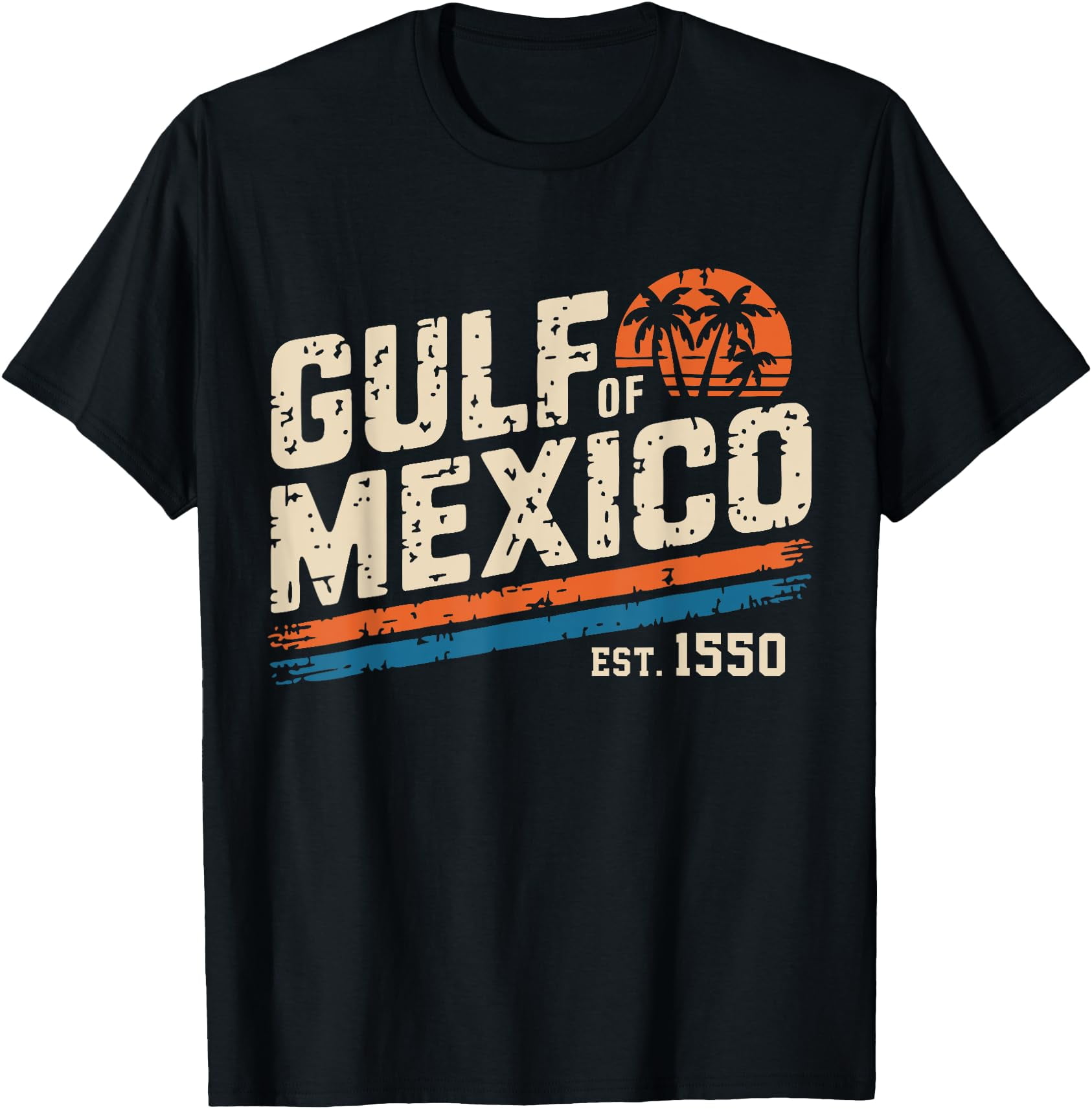 Gulf of Mexico Est 1550 Historic Map T-Shirt,Black tee - Walmart.com