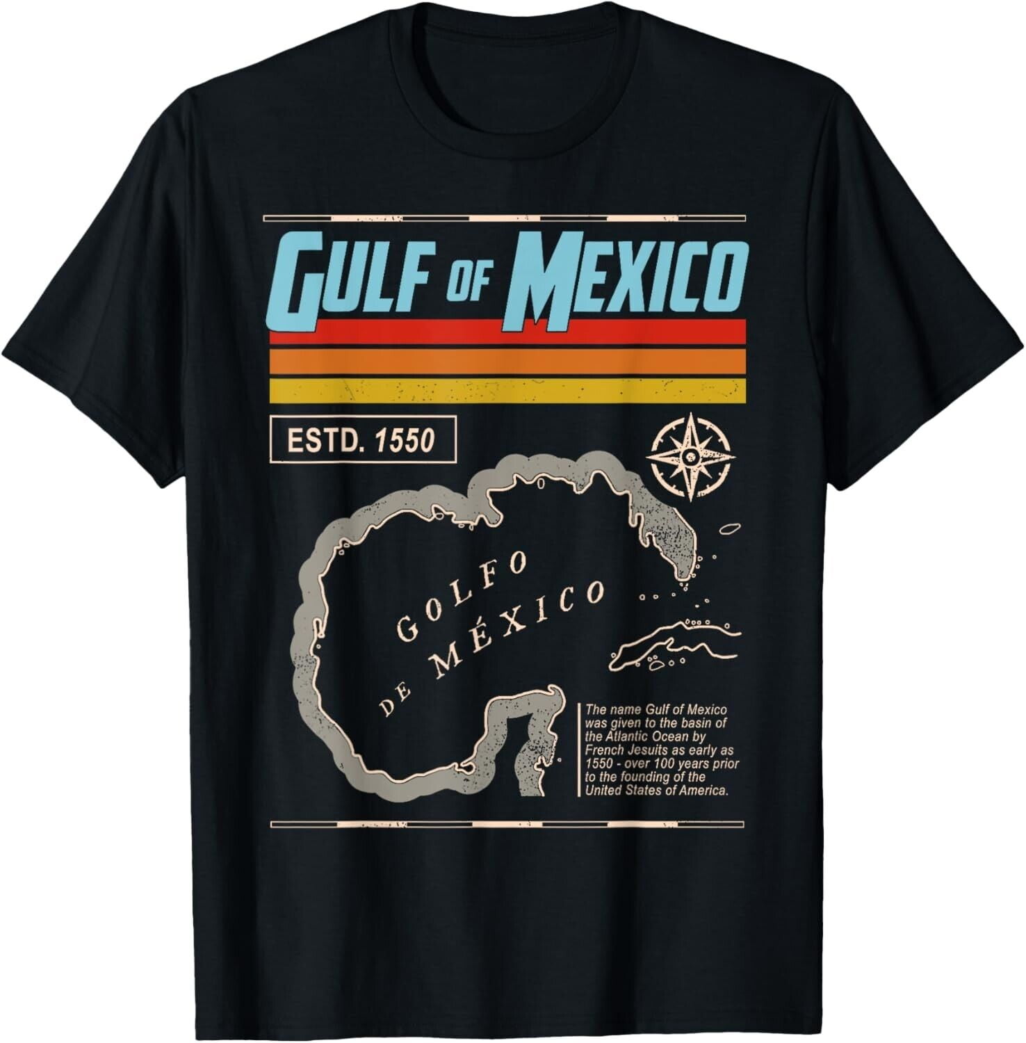 Gulf of Mexico Est 1550 Historic Map T-Shirt unisex Shirt - Walmart.com