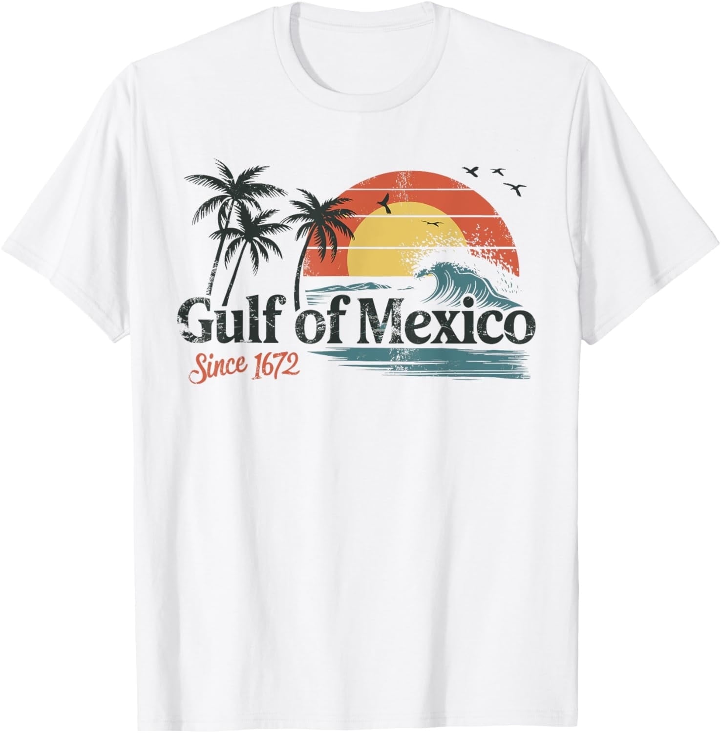 Gulf of Mexico Forever Retro Vintage Beach Mens T-Shirt - Walmart.com