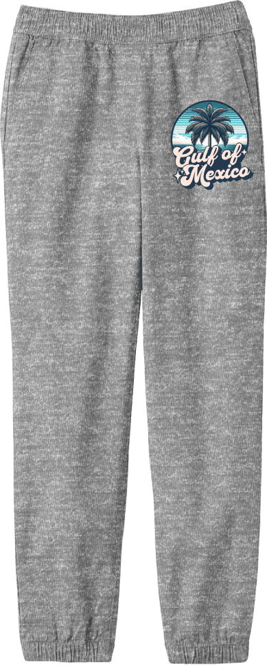 Gulf of Mexico Palm Tree Youth Heather Gray Jogger Pants-Medium ...