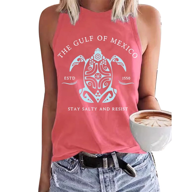 Gulf of Mexico Tank Top Women's Mexico Sea Turtle Graphic T-Shirt Stay ...