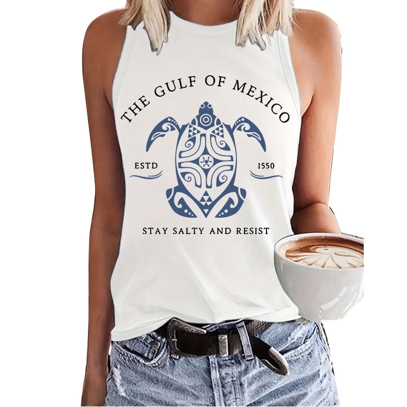 Gulf of Mexico Tank Top Women's Mexico Sea Turtle Graphic T-Shirt Stay ...