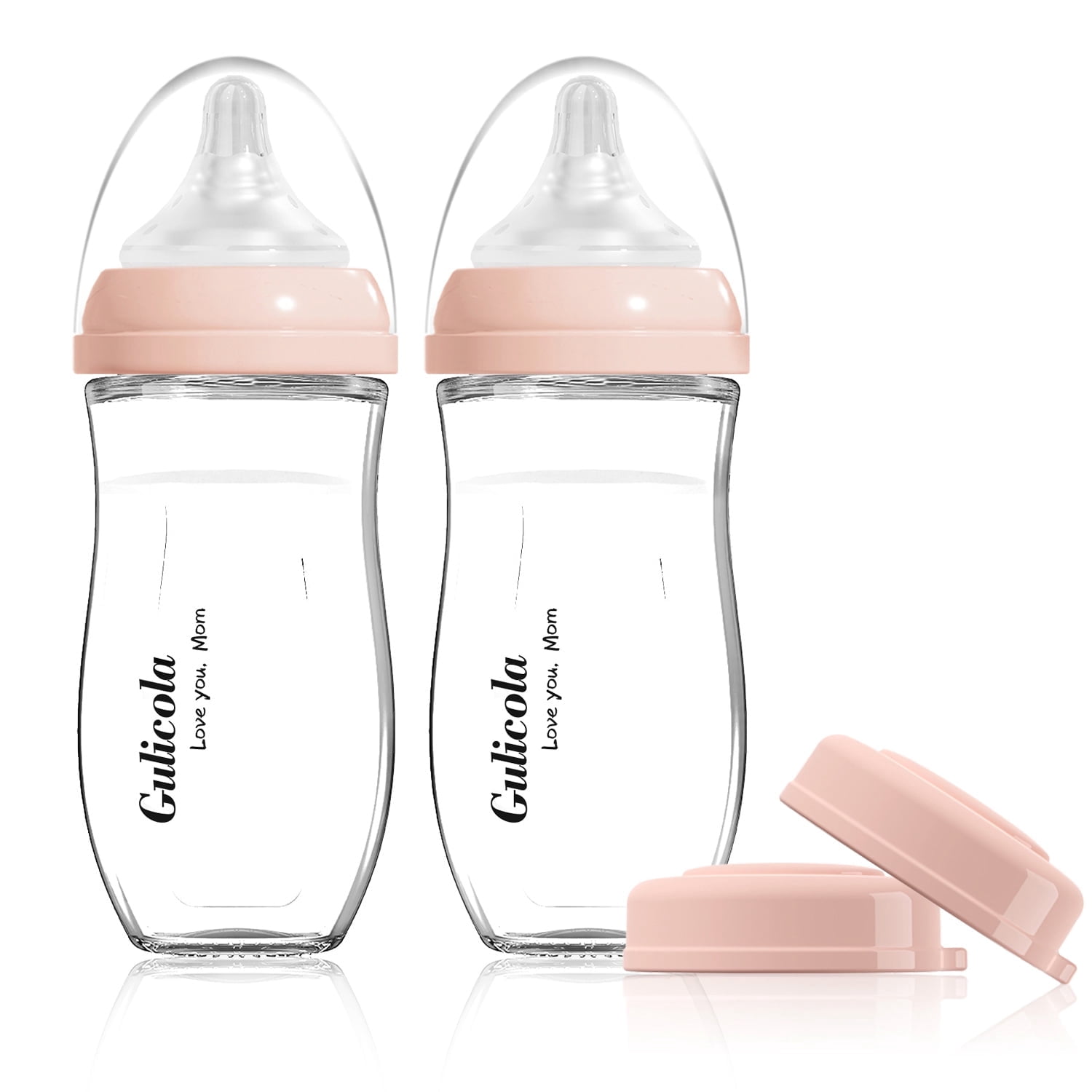 Gulicola Natural Glass Baby Bottle, 8 oz for Breastfed Babies, 2 Pack ...