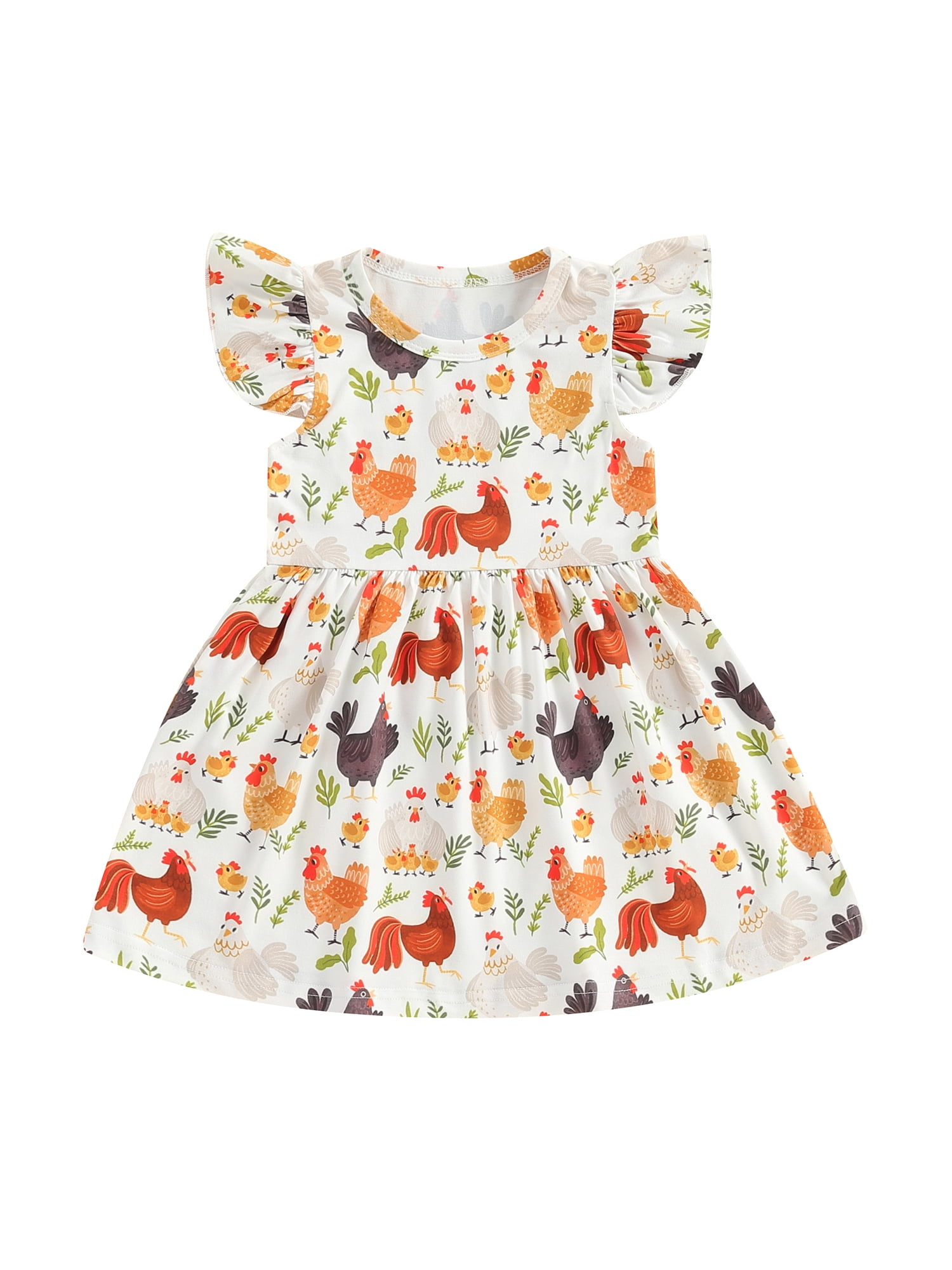 GuliriFei Toddler Baby Girl Funny Farm Chicken Flutter Sleeve Dress ...