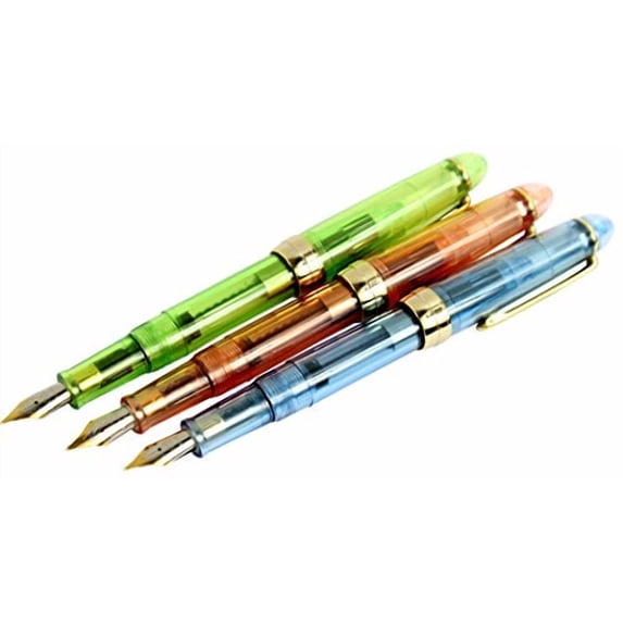 Gullor Jinhao 992 Plastic Fountain Pen Golden Clip, Transparent, 6 ...