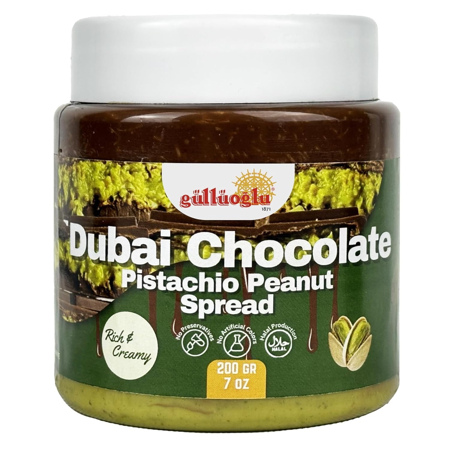 Gulluoglu Dubai Chocolate Pistachio MFF30 Peanut Spread - Rich & Creamy ...