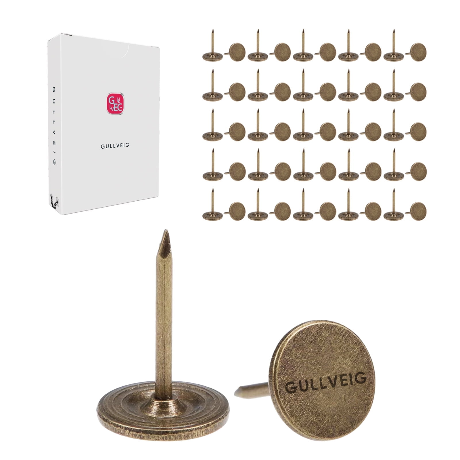 Gullveig Bronze Push Pins Heavy Duty Thumb Tacks, Flat Upholstery Tacks ...