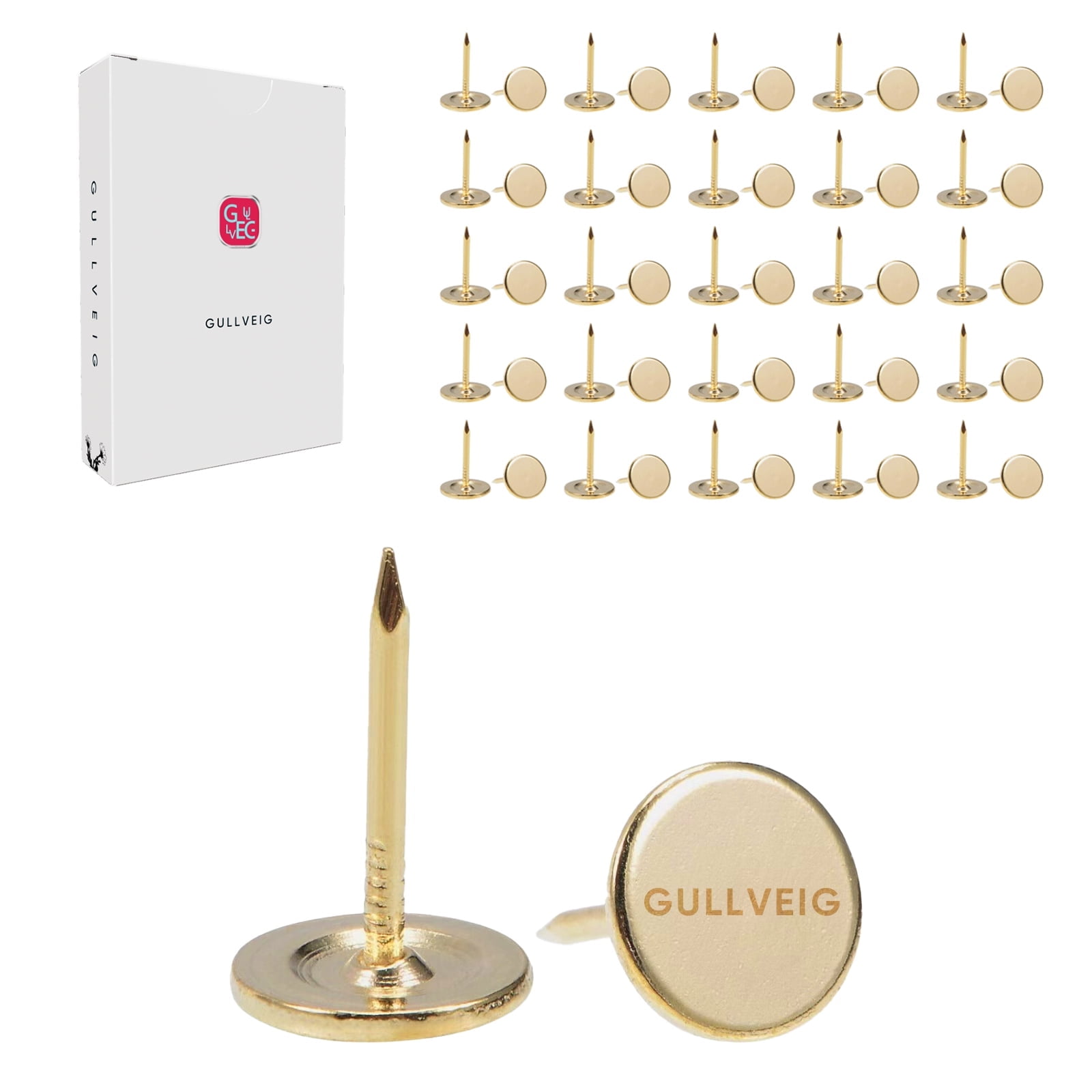 Gullveig Golden Push Pins Heavy Duty Thumb Tacks, Flat Upholstery Tacks ...