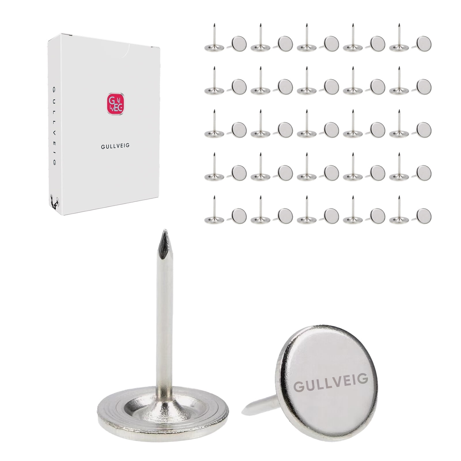 Gullveig Silver Push Pins Heavy Duty Thumb Tacks, Flat Upholstery Tacks ...