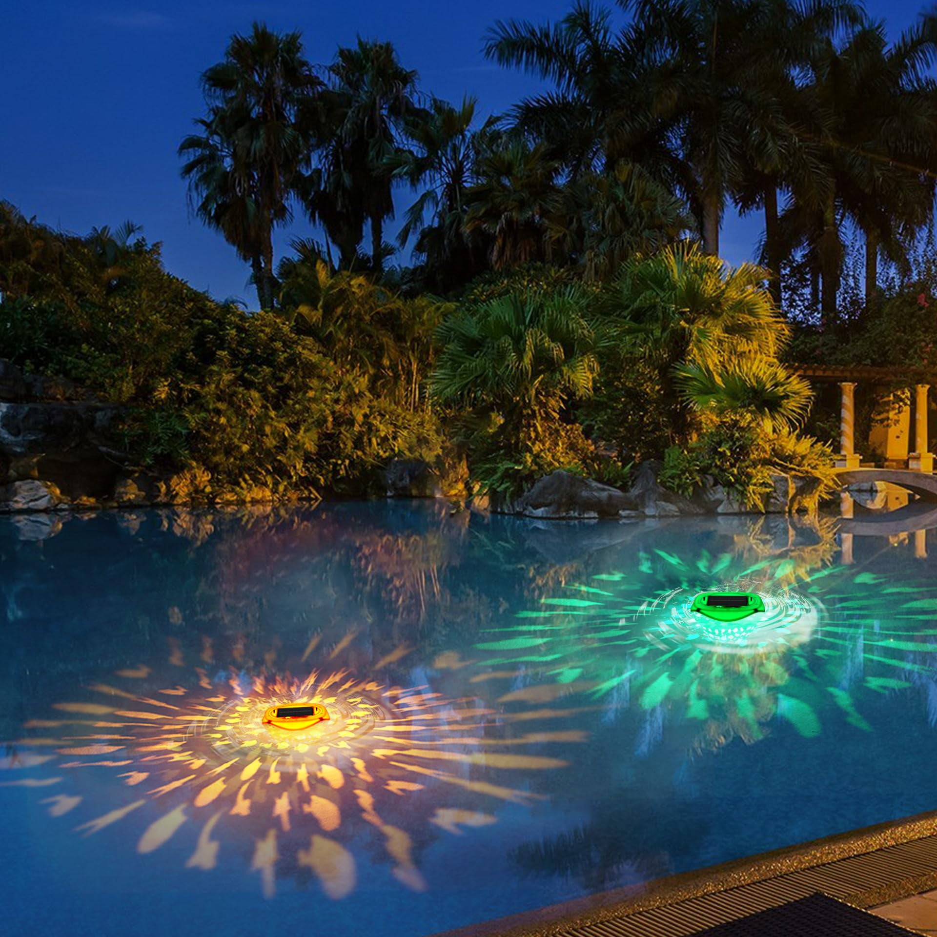 Solar Floating Pool Lights, Fish Pattern LED, 4 Colors 6 Modes ...