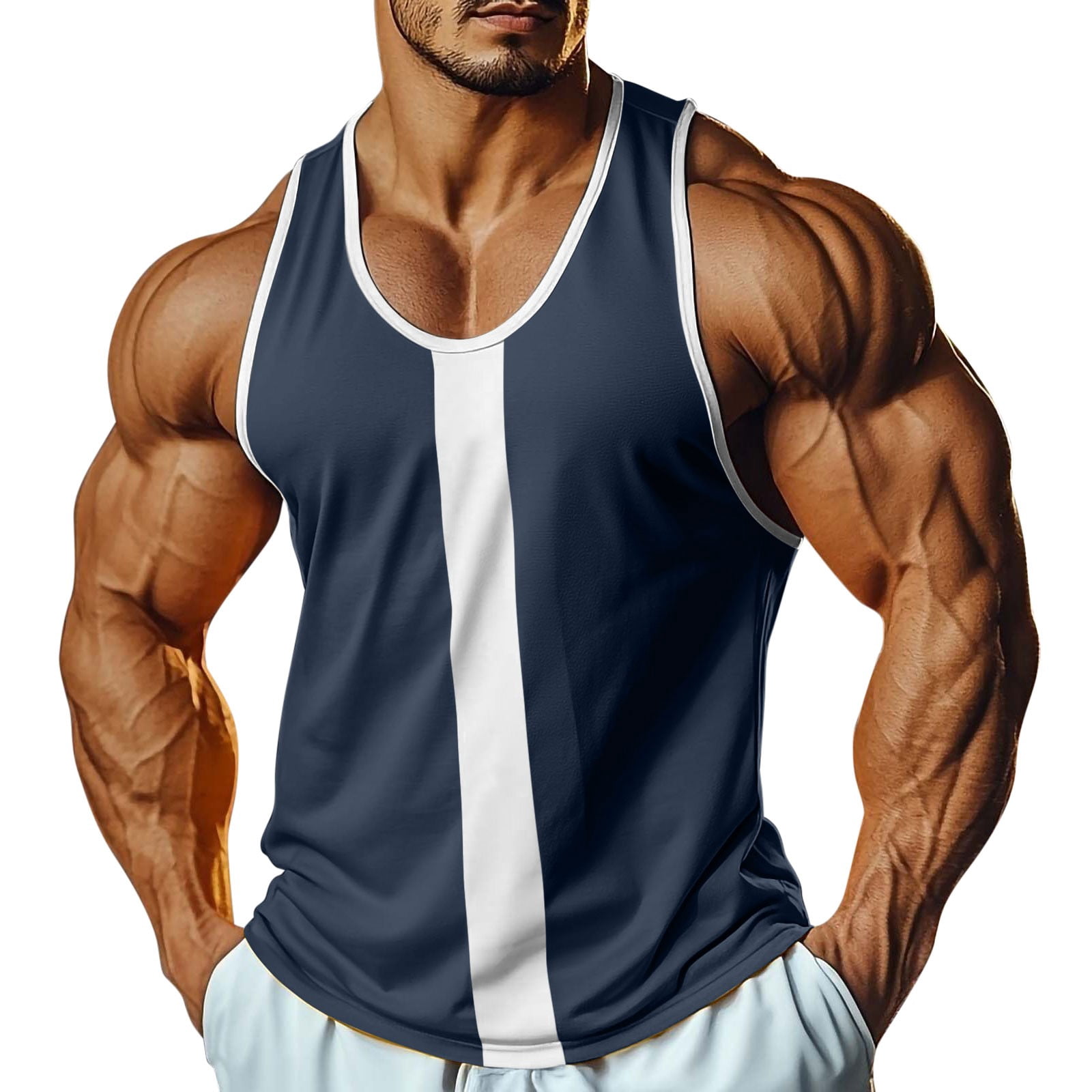 Guluxicc Athletic Tank Tops for Men Classic Fit Color Block Sleeveless ...