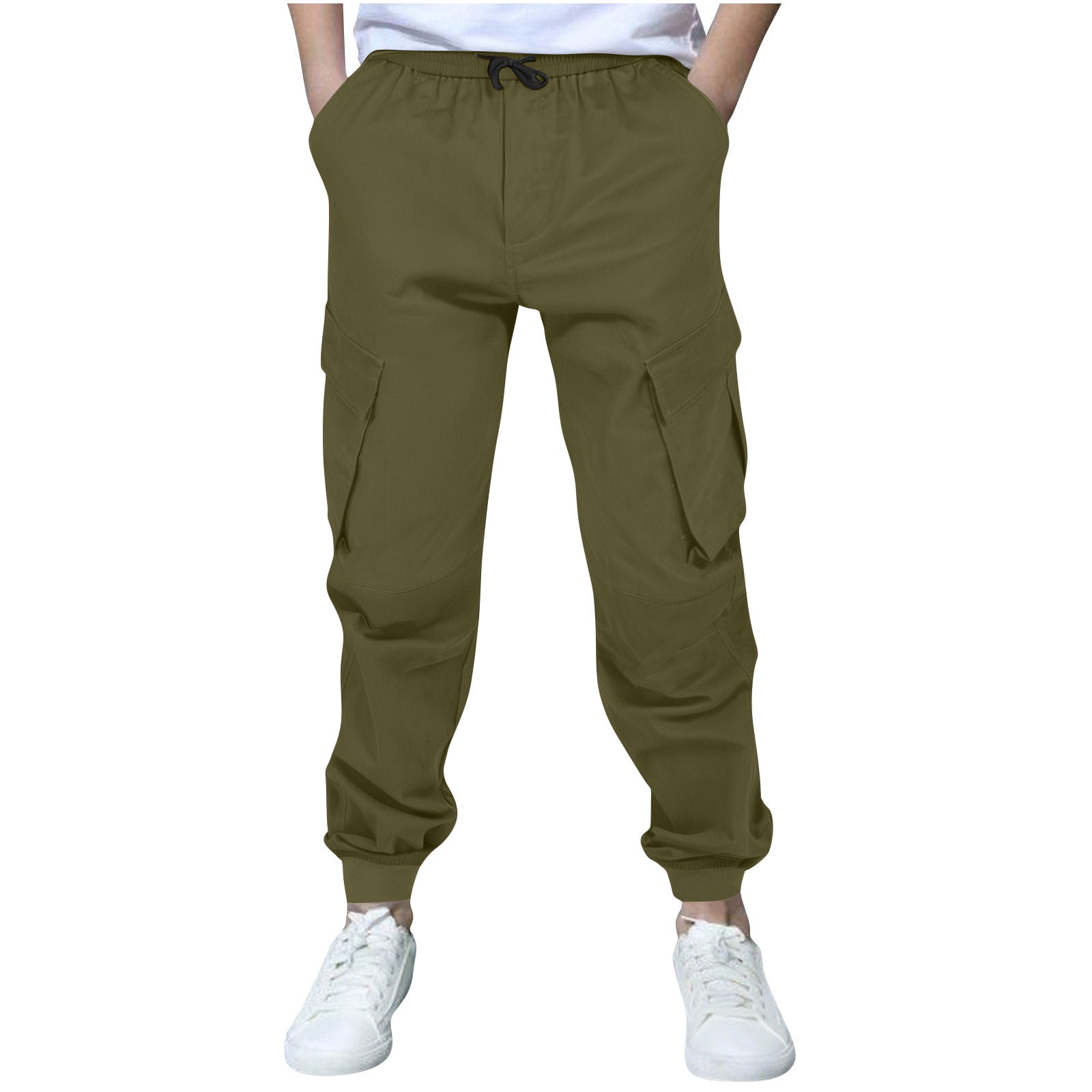 Guluxicc Boys Cargo Pants Casual Fashion Straight Leg Drawstring ...