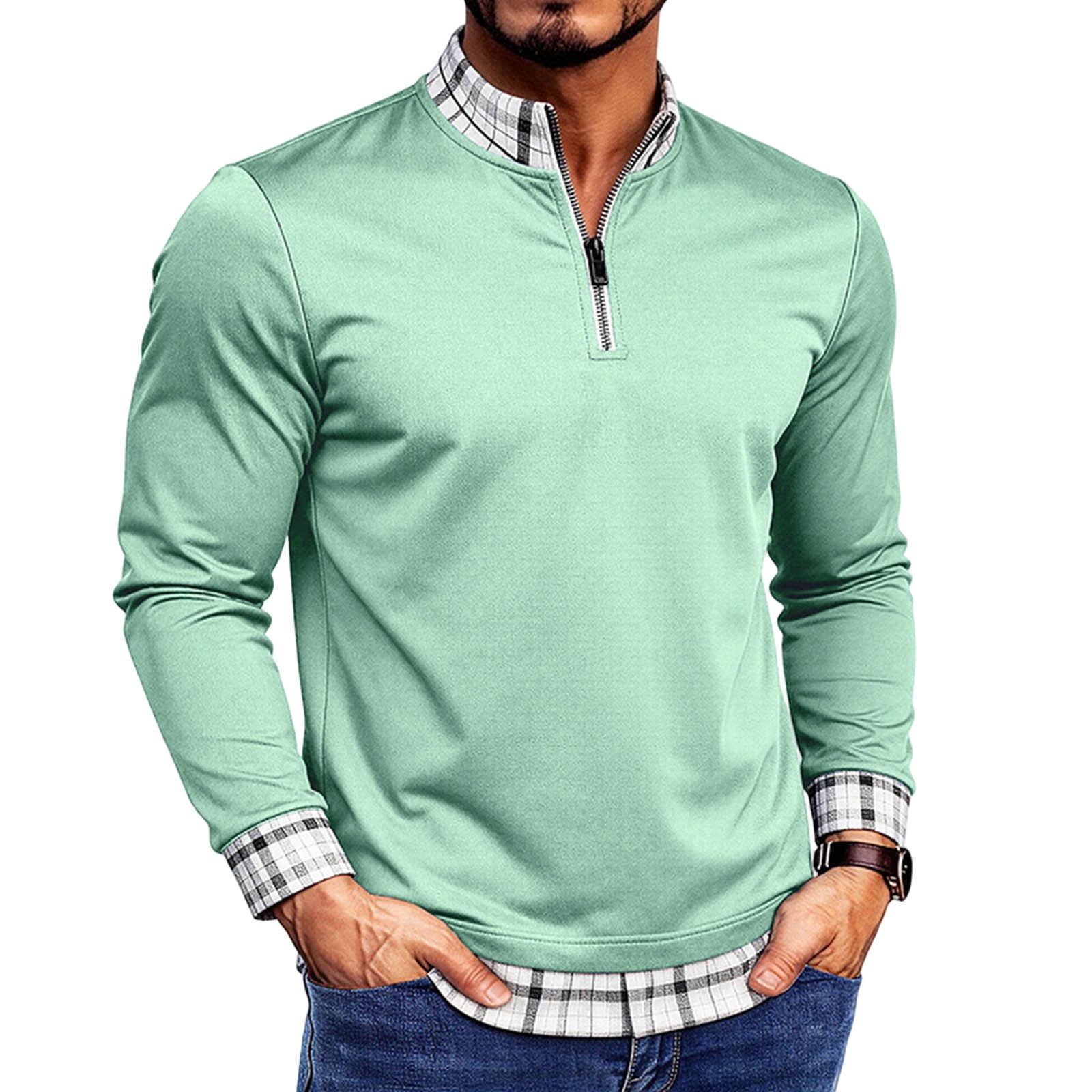 Guluxicc Golf Shirts for Men Quarter Zip Long Sleeve Everyday Wear ...