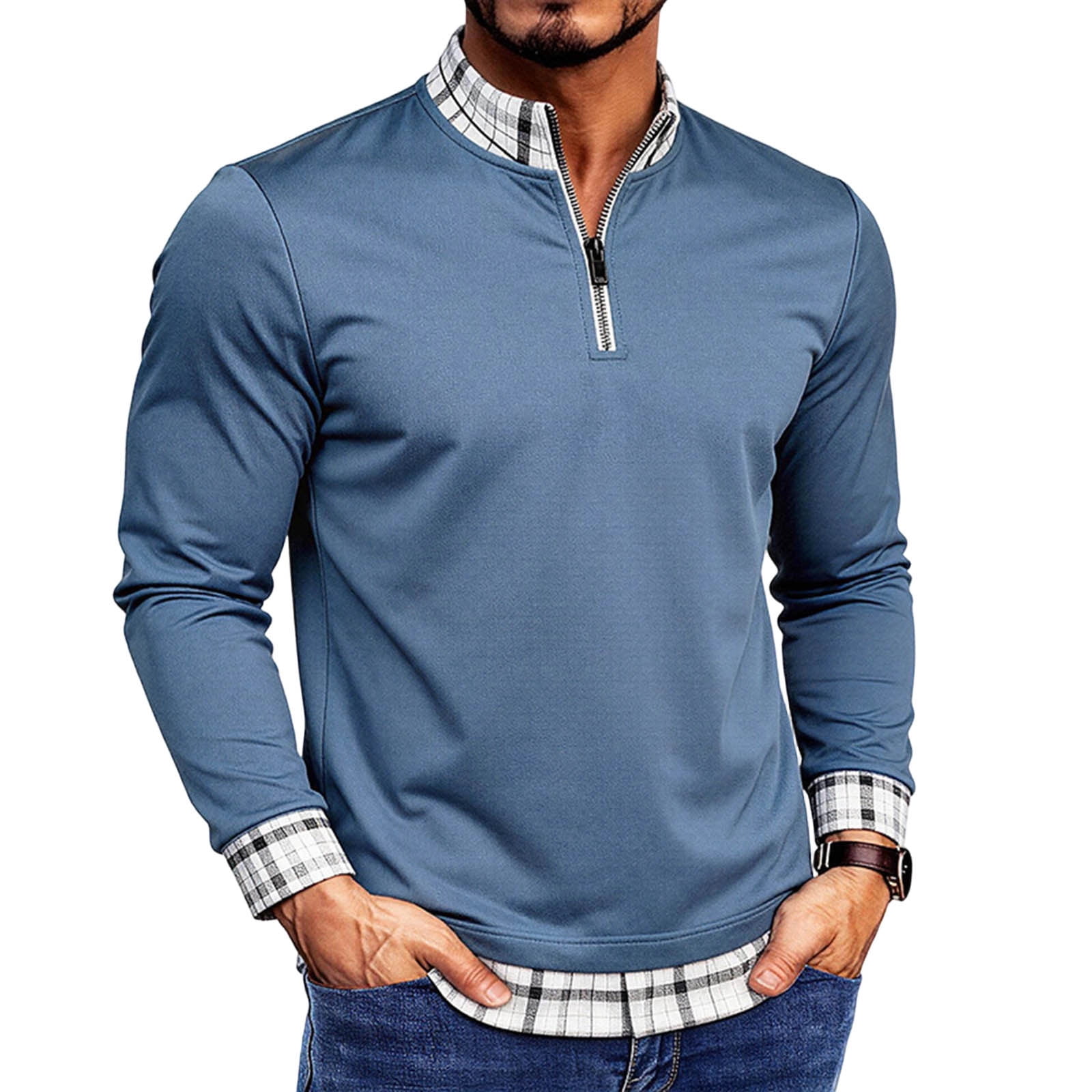 Guluxicc Golf Shirts for Men Quarter Zip Long Sleeve Everyday Wear ...