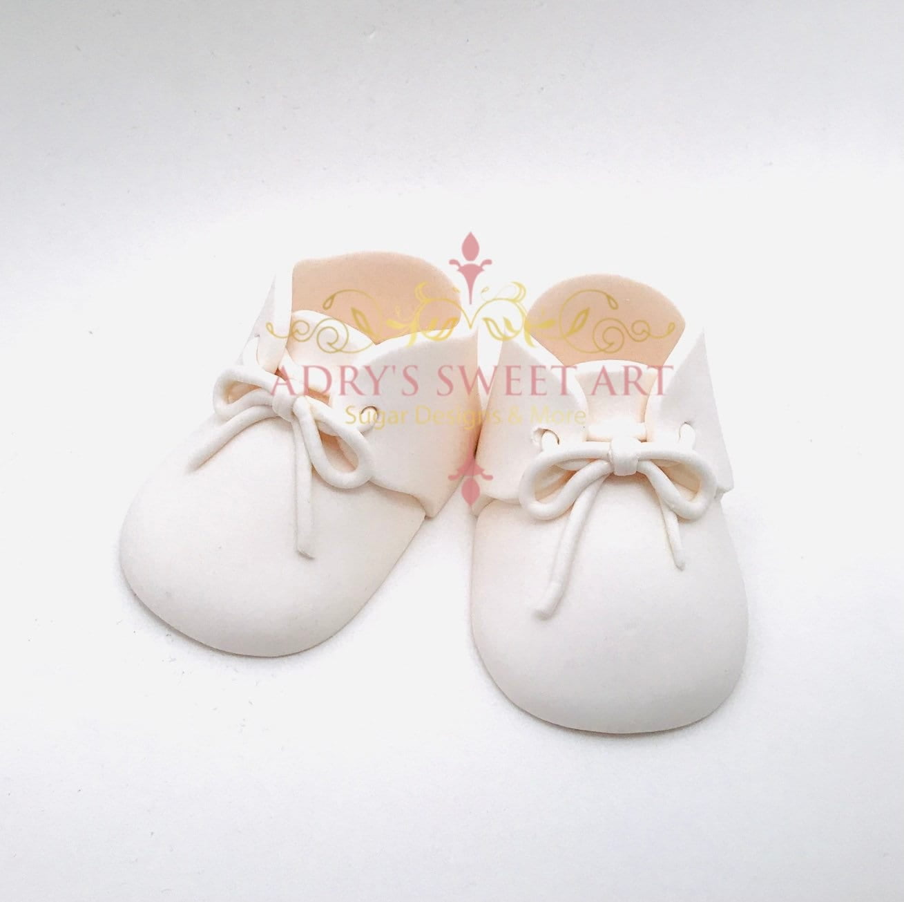 Gum Paste Baby Boy White Shoes with Laces Cake Topper - Walmart.com