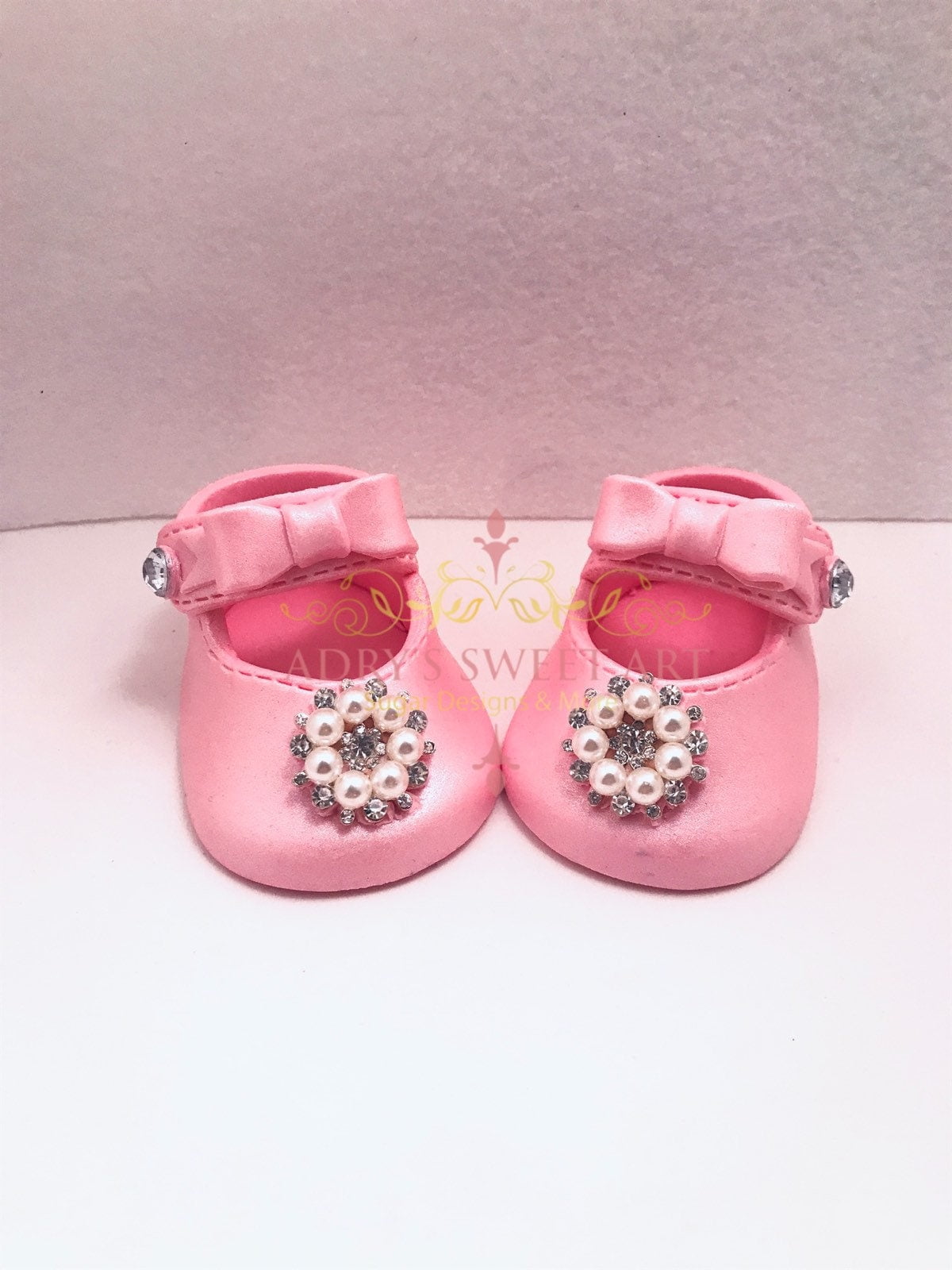 Gum Paste Baby Girl Shoes With Rhinestones Flower Cake Topper - Walmart.com