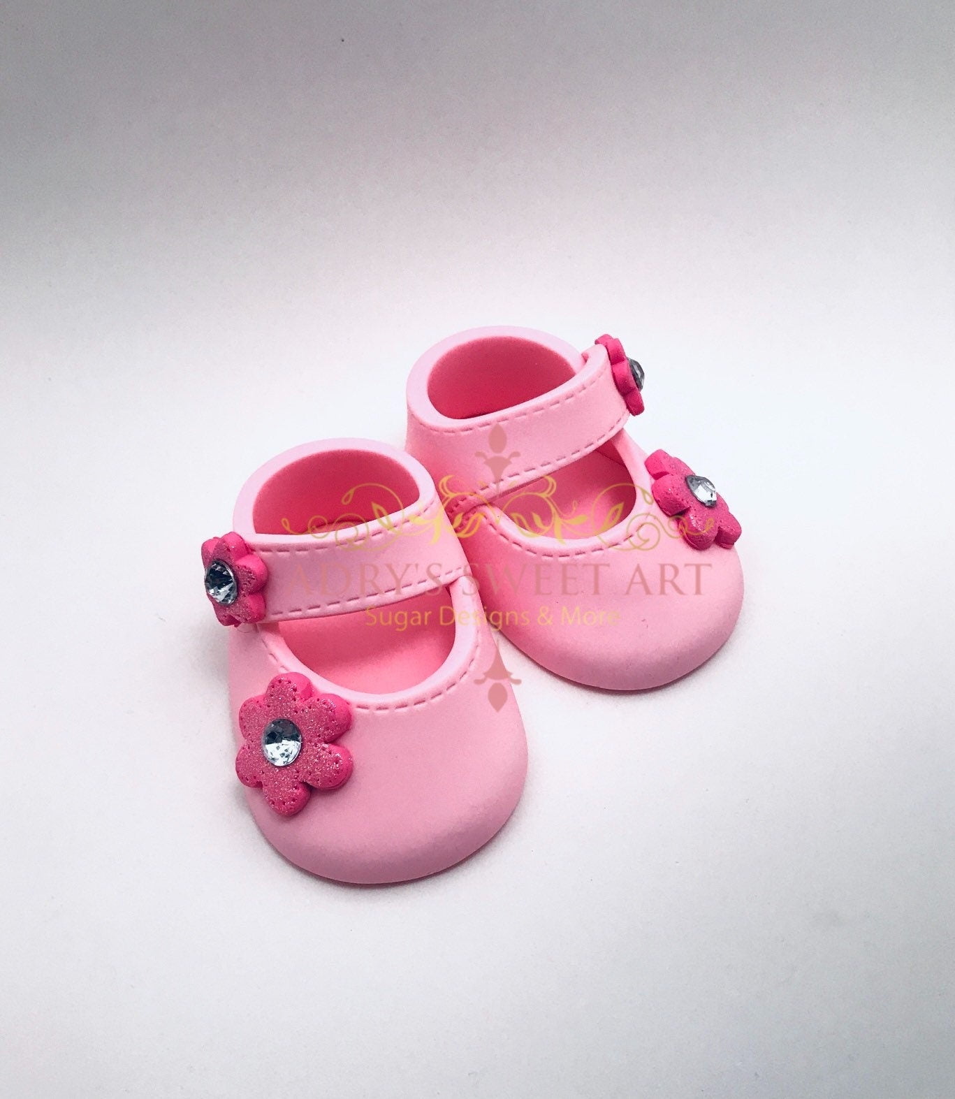 Gum Paste Shoes Baby Girl Flower and Rhinestones Cake Topper - Walmart.com