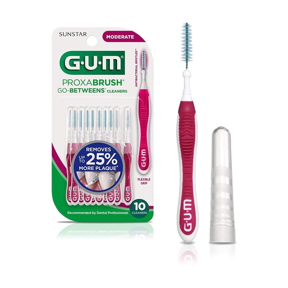 GUM Proxabrush Interdental Brushes with Non-Slip Handle, Perfect for ...