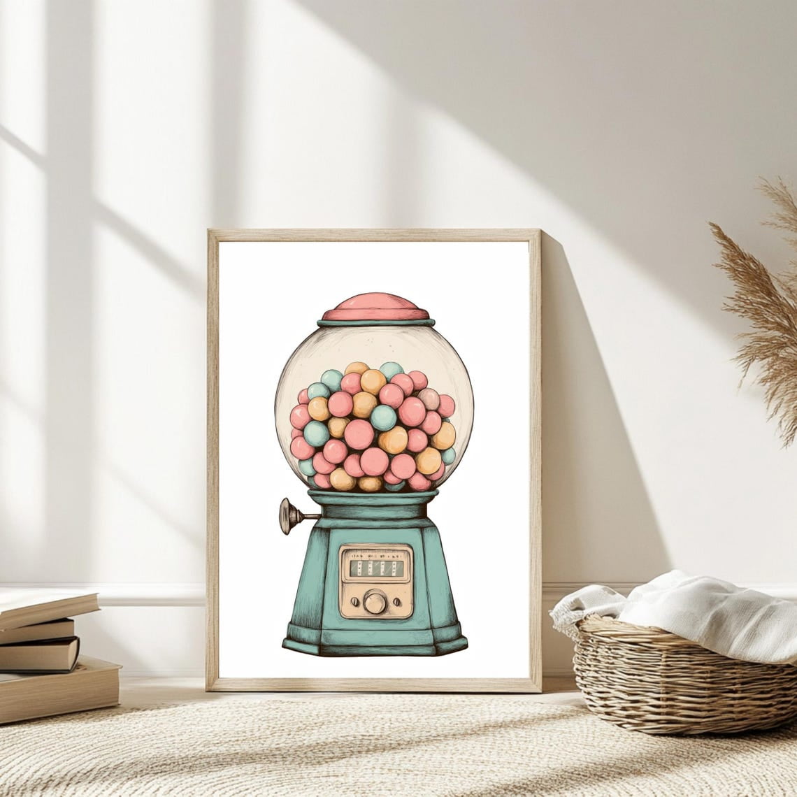 Gumball Machine Illustration Retro Candy Print: Colorful Kids Nursery ...