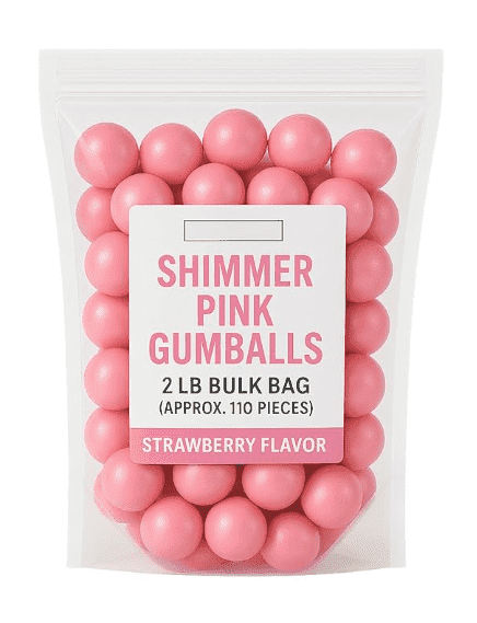 Gumballs for Gumball Machine - 1 Inch Large Pink strawberry shimmer ...
