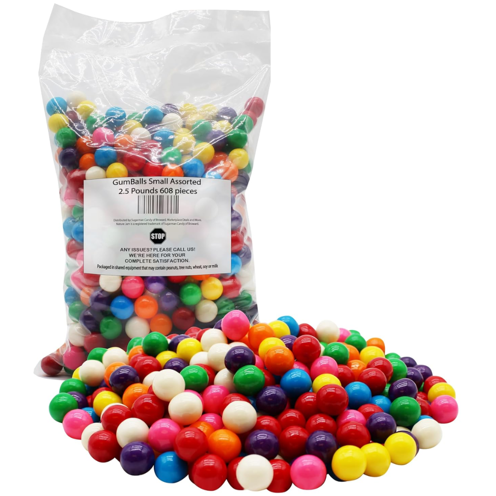 Gumballs Small Assorted 2.5 Pounds 608 Pieces, Mini Rainbow Bubble Gum ...