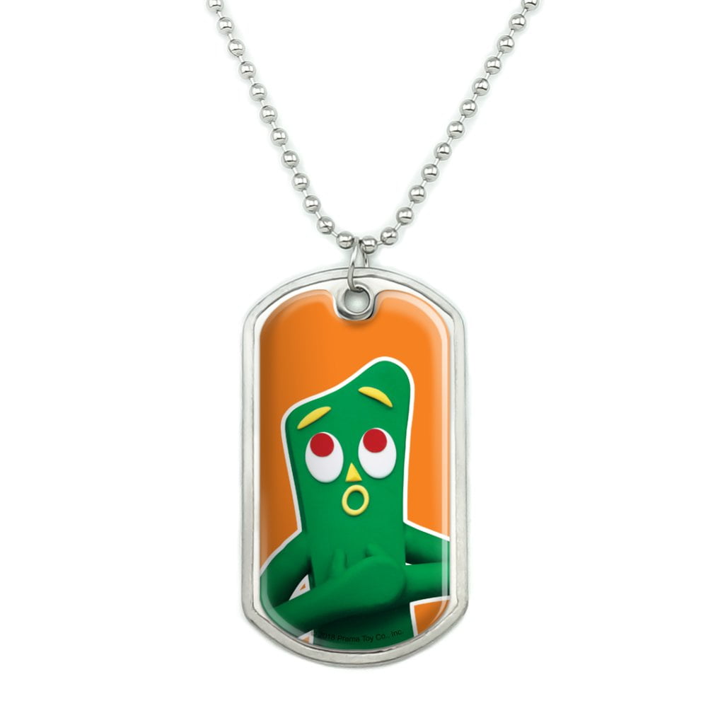 Gumby Singing Clay Art Military Dog Tag Pendant Necklace with Chain ...