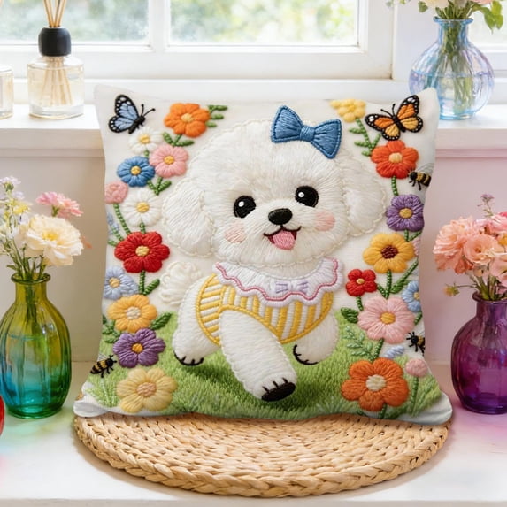 Gumesh 18 Inch Decorative Pillow Cover - 3D Embroidered Animal Design ...