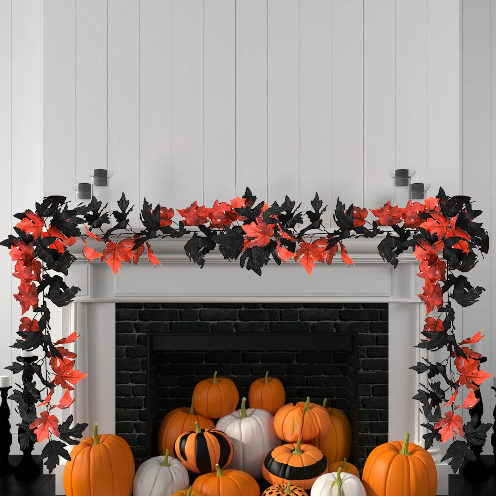 Gumesh 2-Pack Halloween Black Maple Leaf Vines - 67 Inch Artificial ...