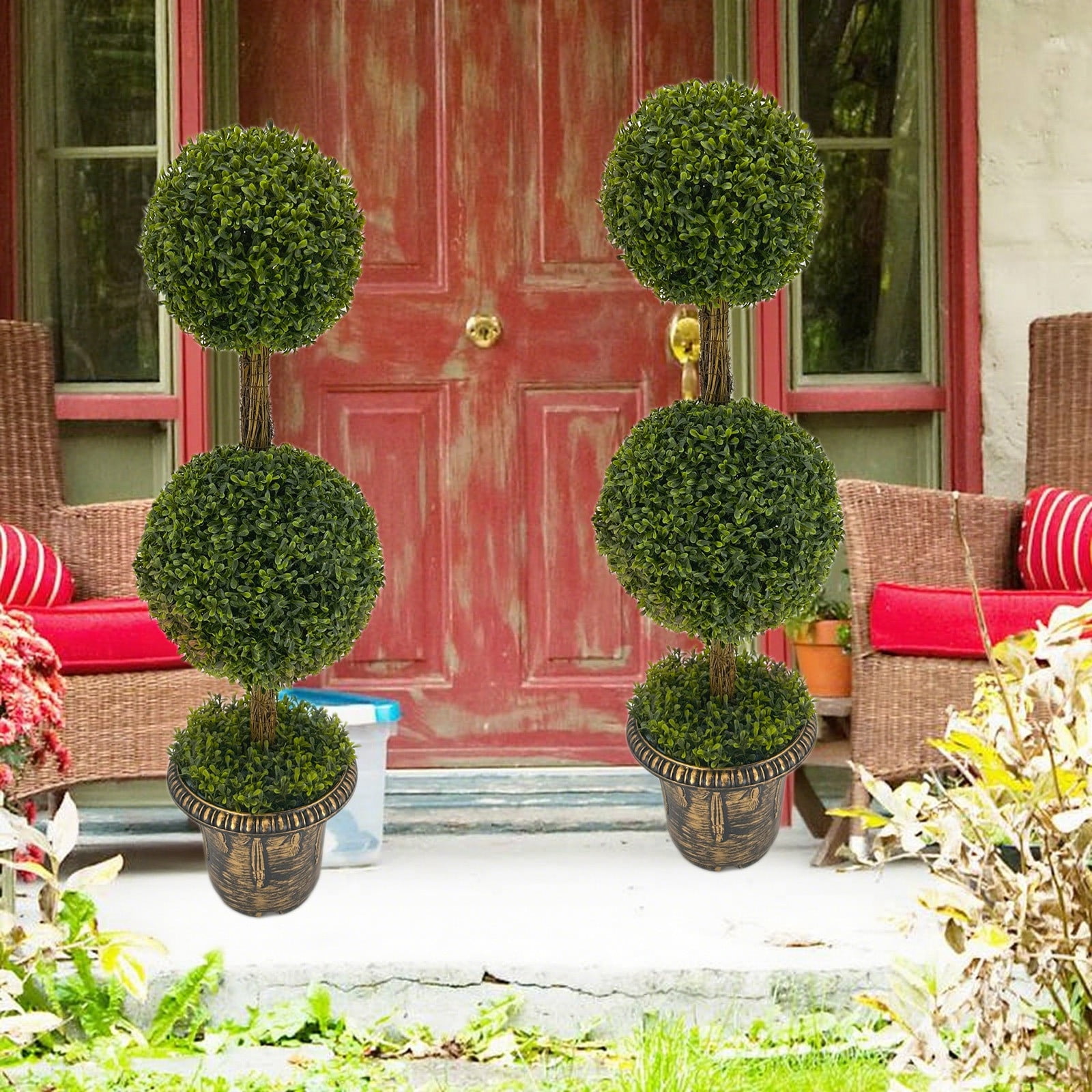 Gumesh 35 Inch Artificial Boxwood Topiary Tree - Realistic Faux ...