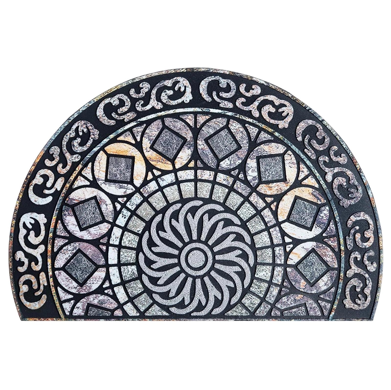 Gumesh Boho Chic Half-Moon Doormat - Non-Slip Entryway Mat with Crystal ...