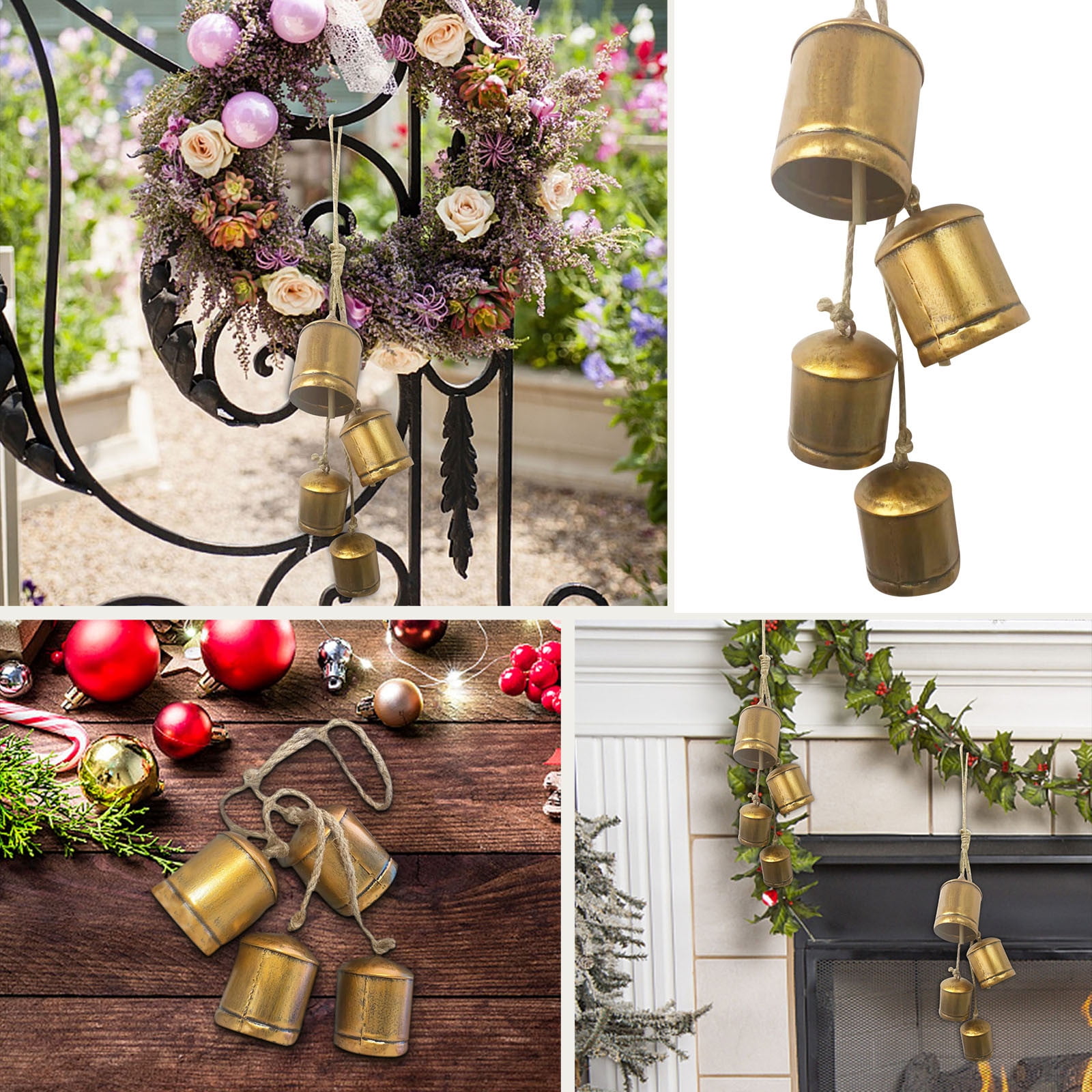 Gumesh Christmas Bells, 4 Bells on 1 Rope, Hanging Bells for ...
