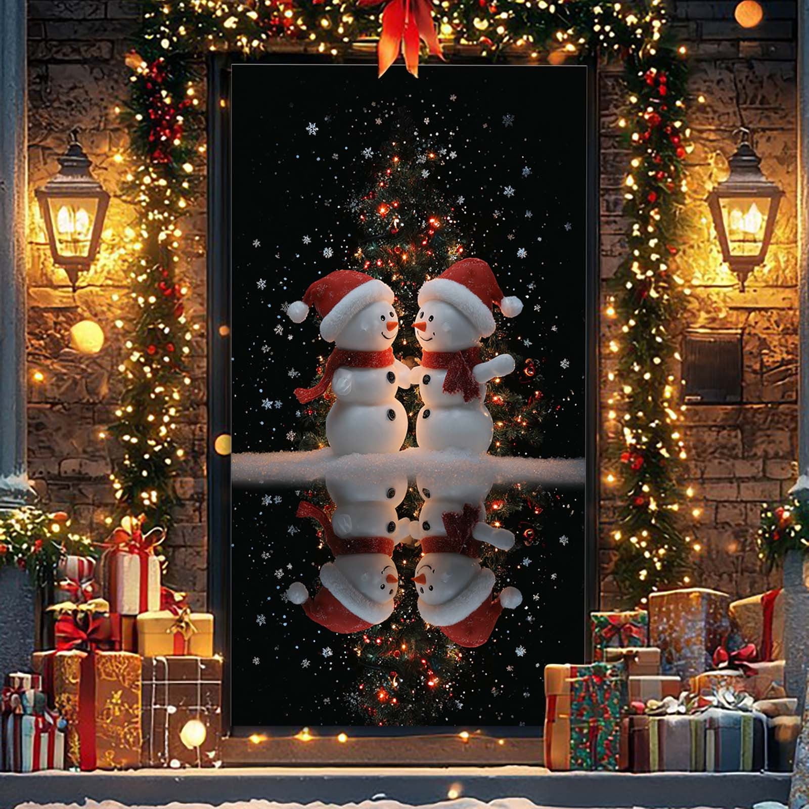 Gumesh Christmas Door Curtain Decor, Festive Hanging Scene for Front ...