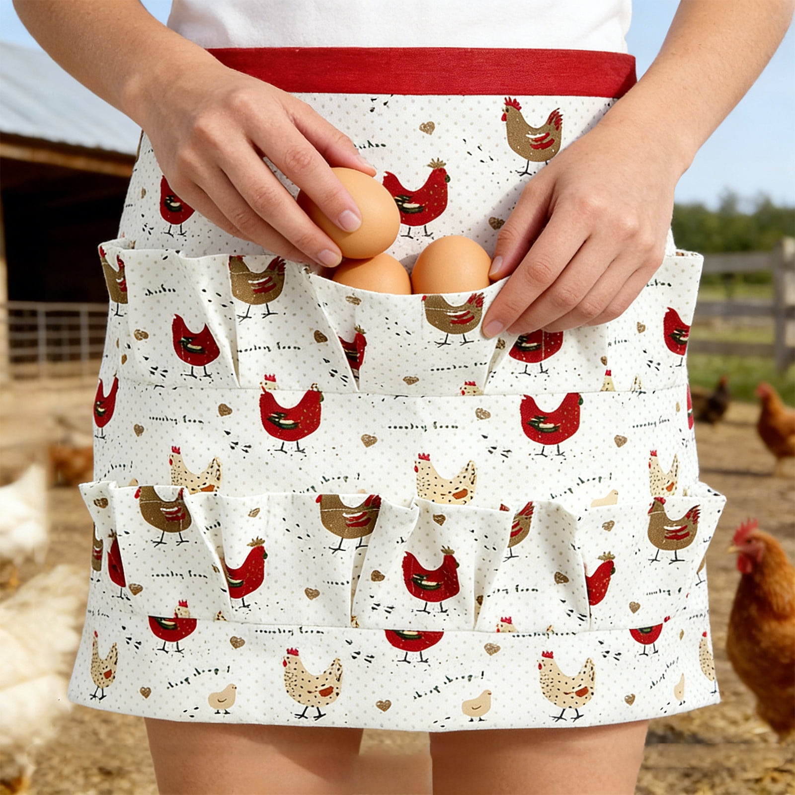 Gumesh Egg Collecting Apron - 12 Deep Pockets for Chicken, Duck & Goose ...