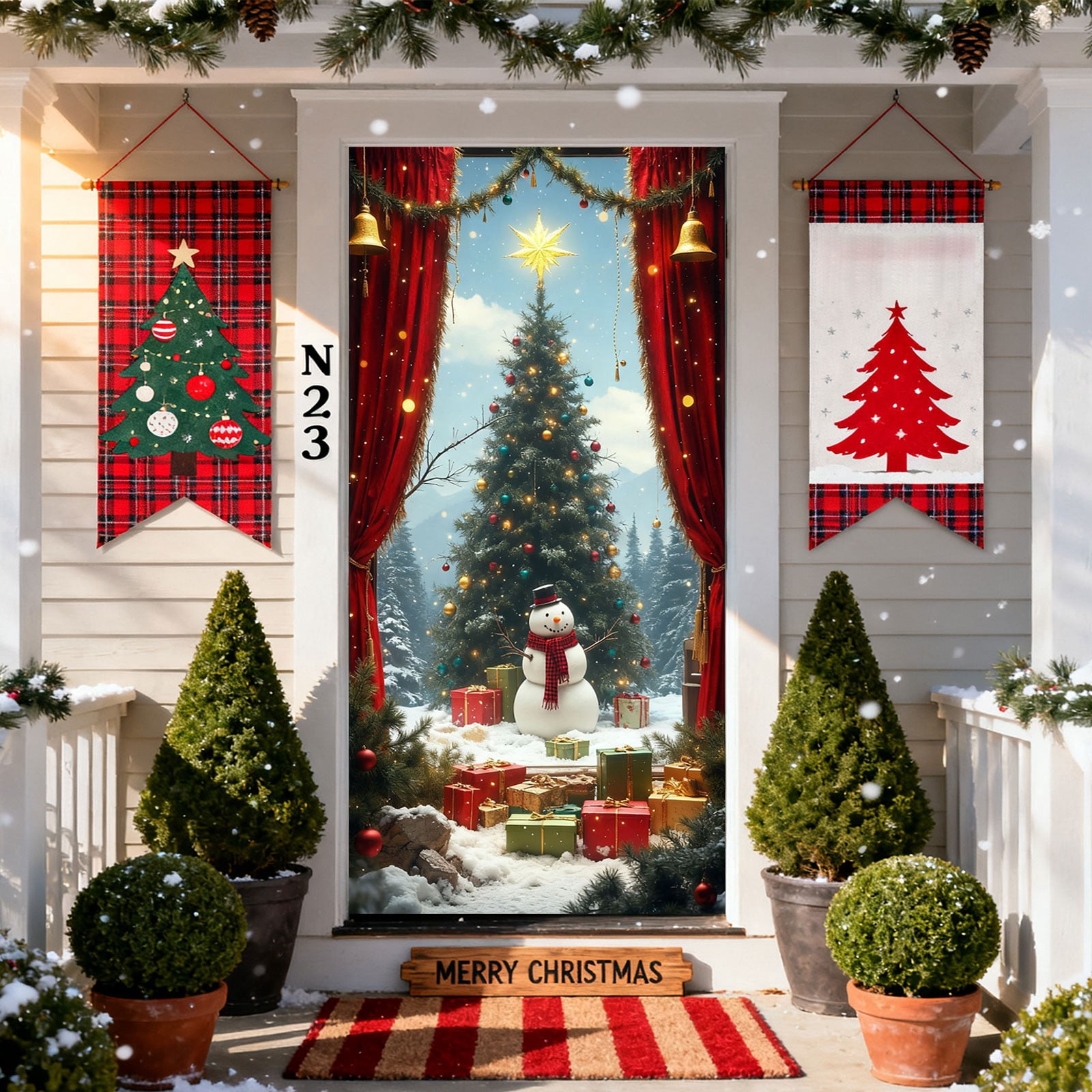Gumesh Extra Wide Christmas Door Decor, 35x72 Inch Holiday Hanging ...
